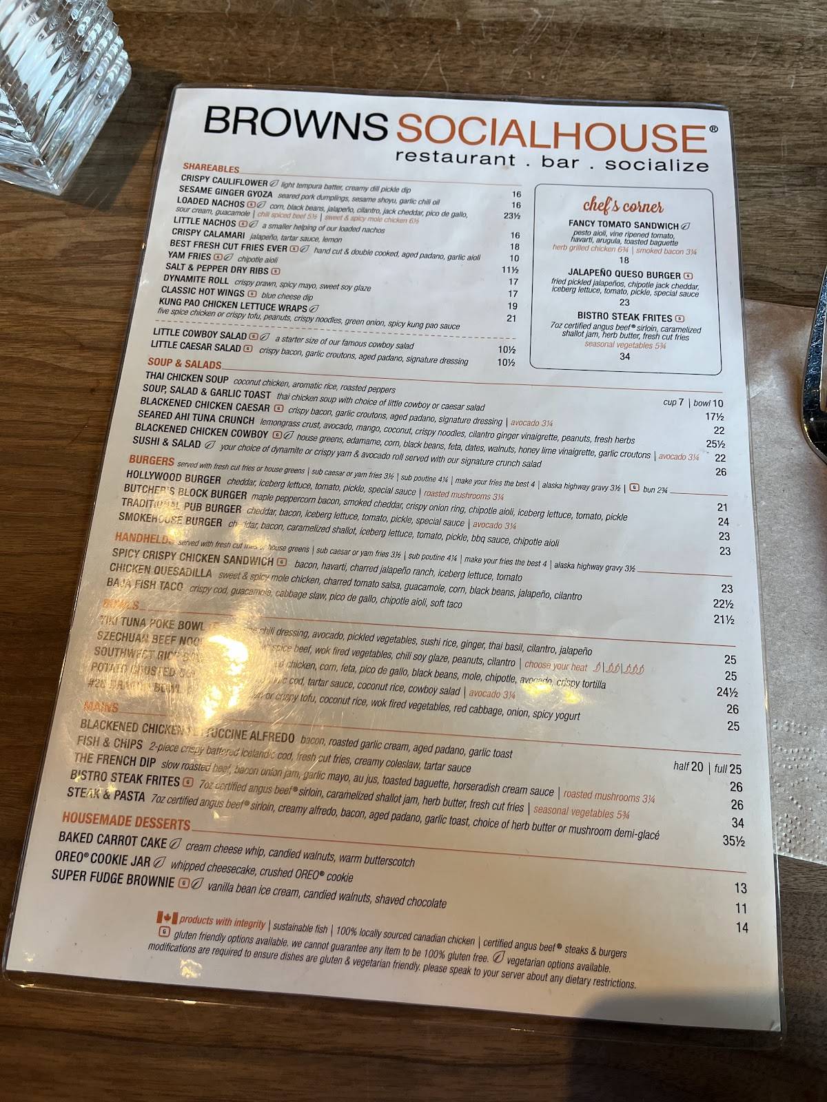 Menu at Browns Socialhouse Manning pub & bar, Edmonton, 37 St NW