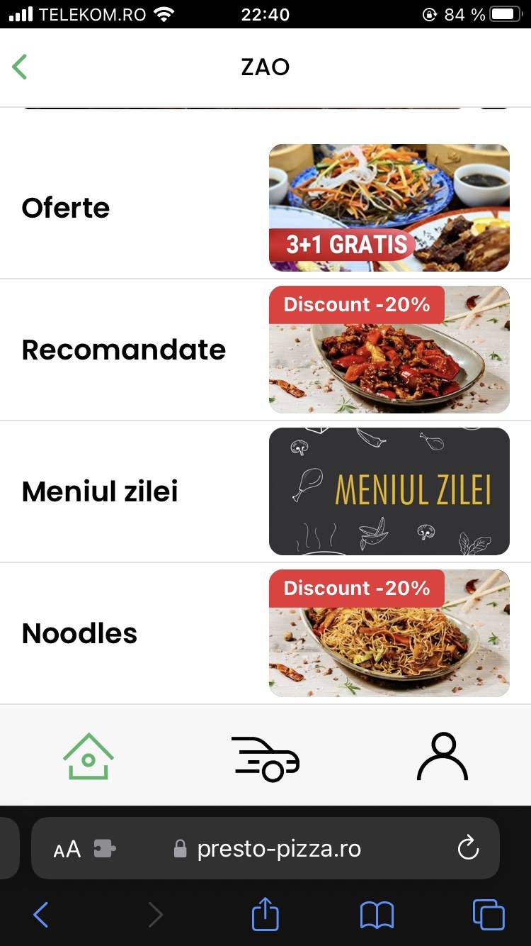 Menu at Restaurant Zao, Bucharest