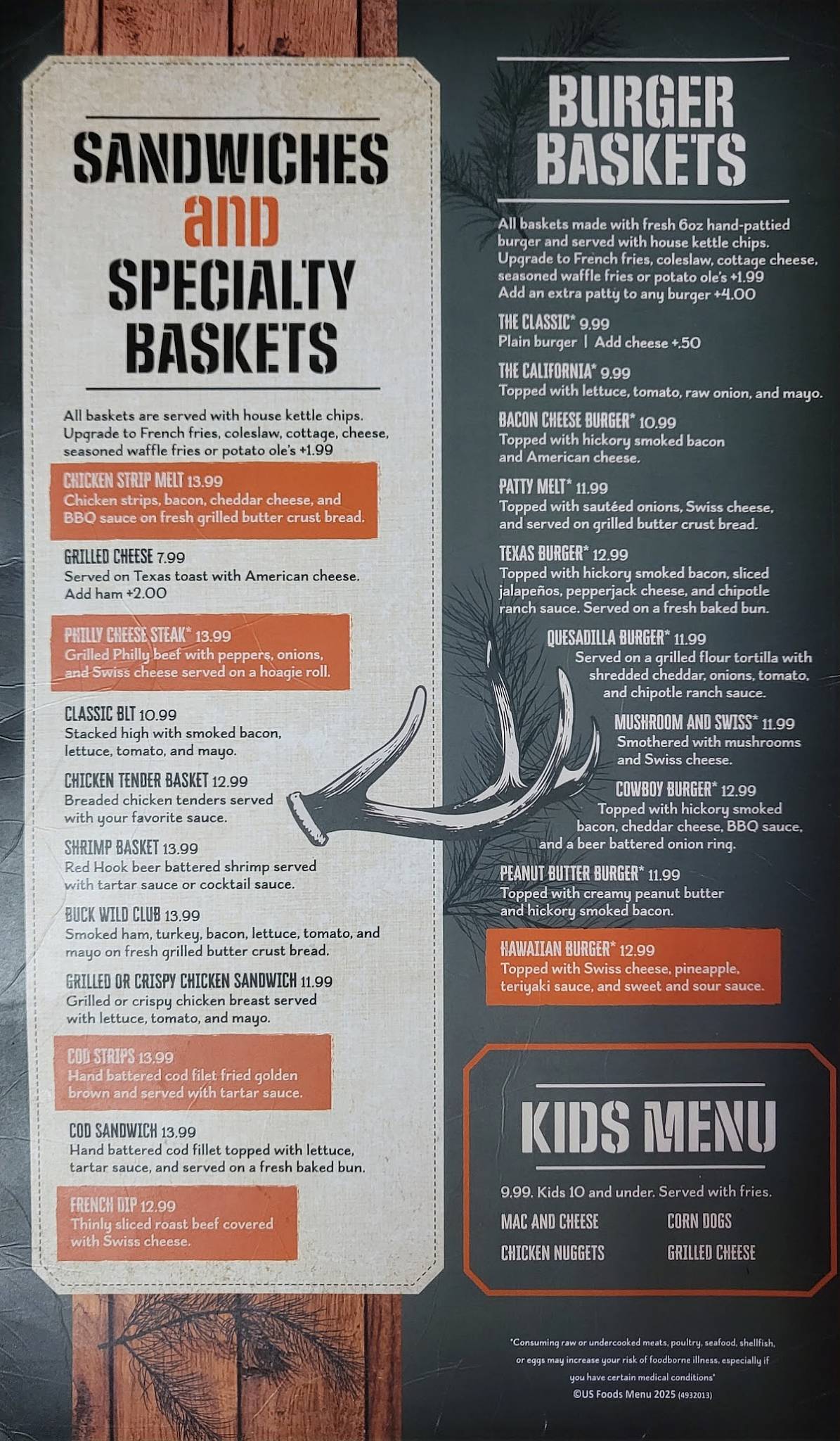 Menu at Buck Wild Bar and Grill, Zumbro Falls