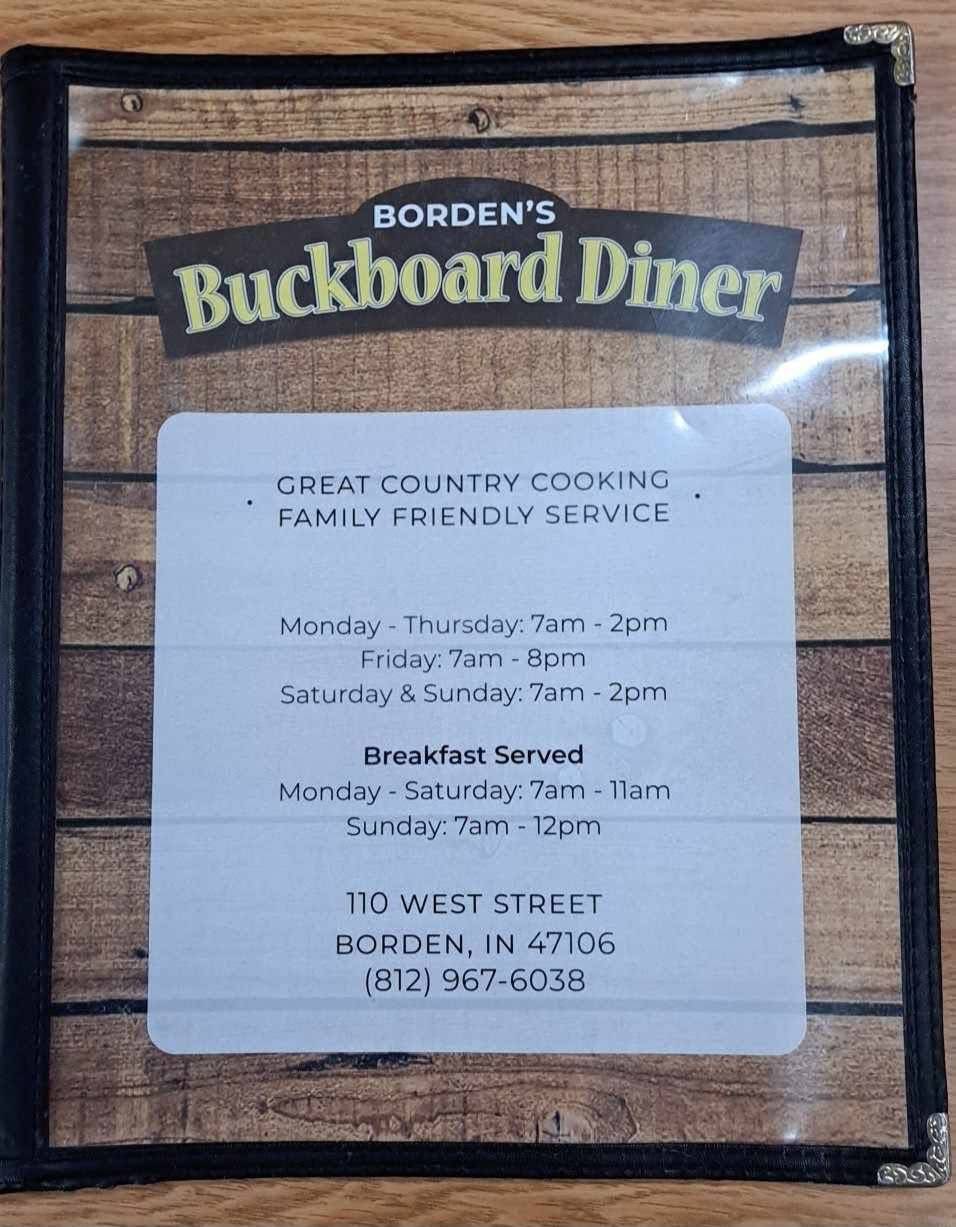 Menu at Buckboard Diner restaurant, Borden