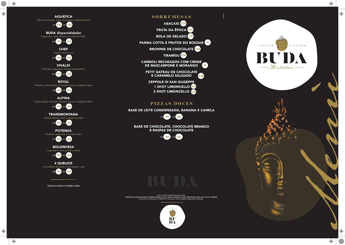 Menu em Buda RistoBar - Restaurante Italiano, Pizzaria e Bar., Pombal