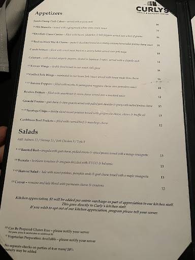 Menu at Curly's Grille restaurant, Lackawanna