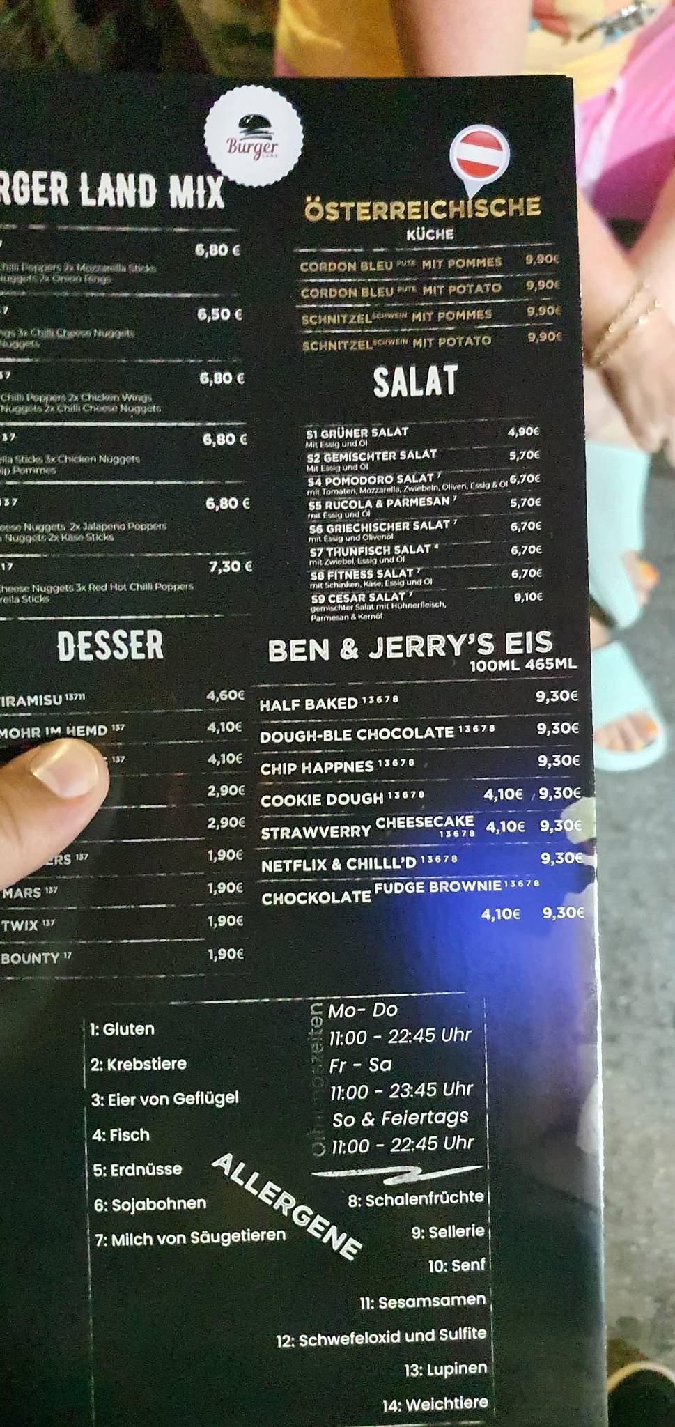 Speisekarte von Burger Land restaurant, Graz