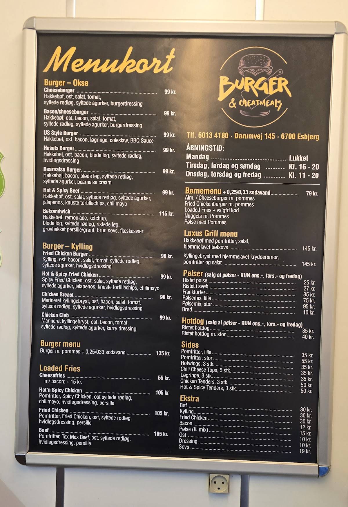 Menu at Burger & Cheatmeals restaurant, Esbjerg