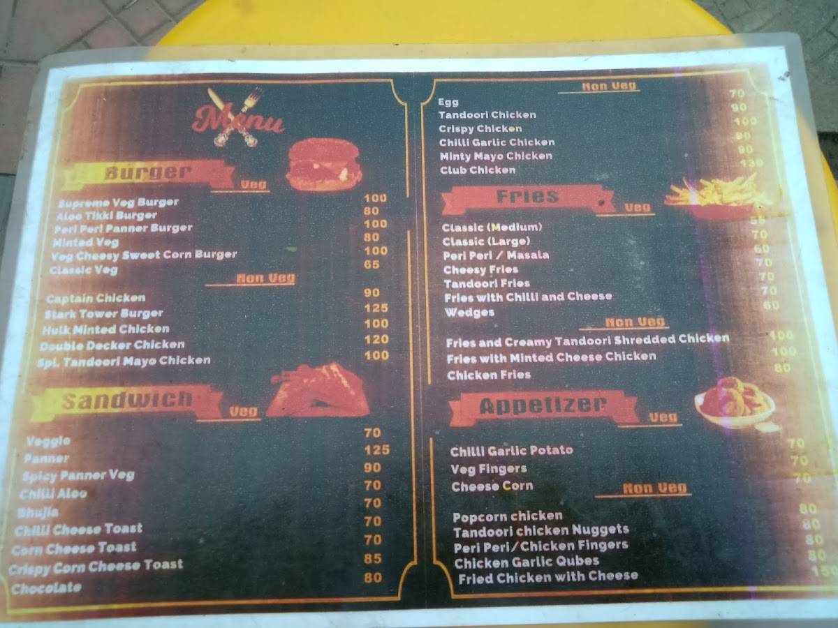 Menu at Burger rush, Chennai