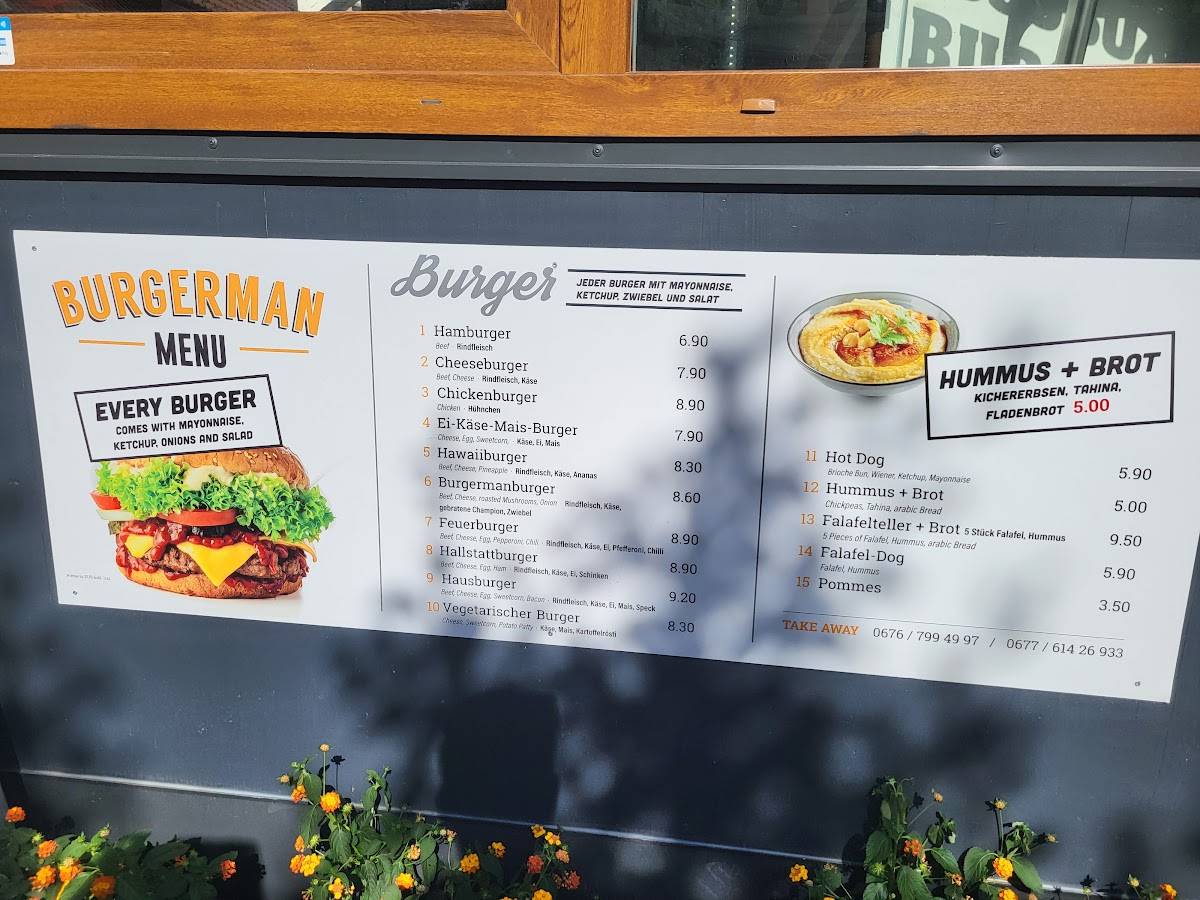 Menu au Burgerman The Station restaurant, Hallstatt