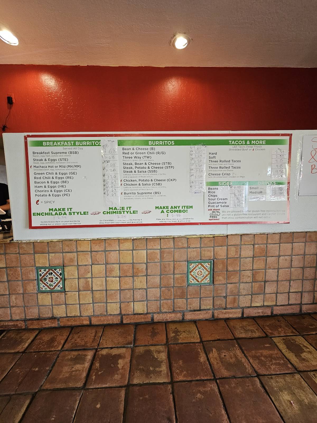 Menu at Burrito Express restaurant, Mesa, 450 N Alma School Rd