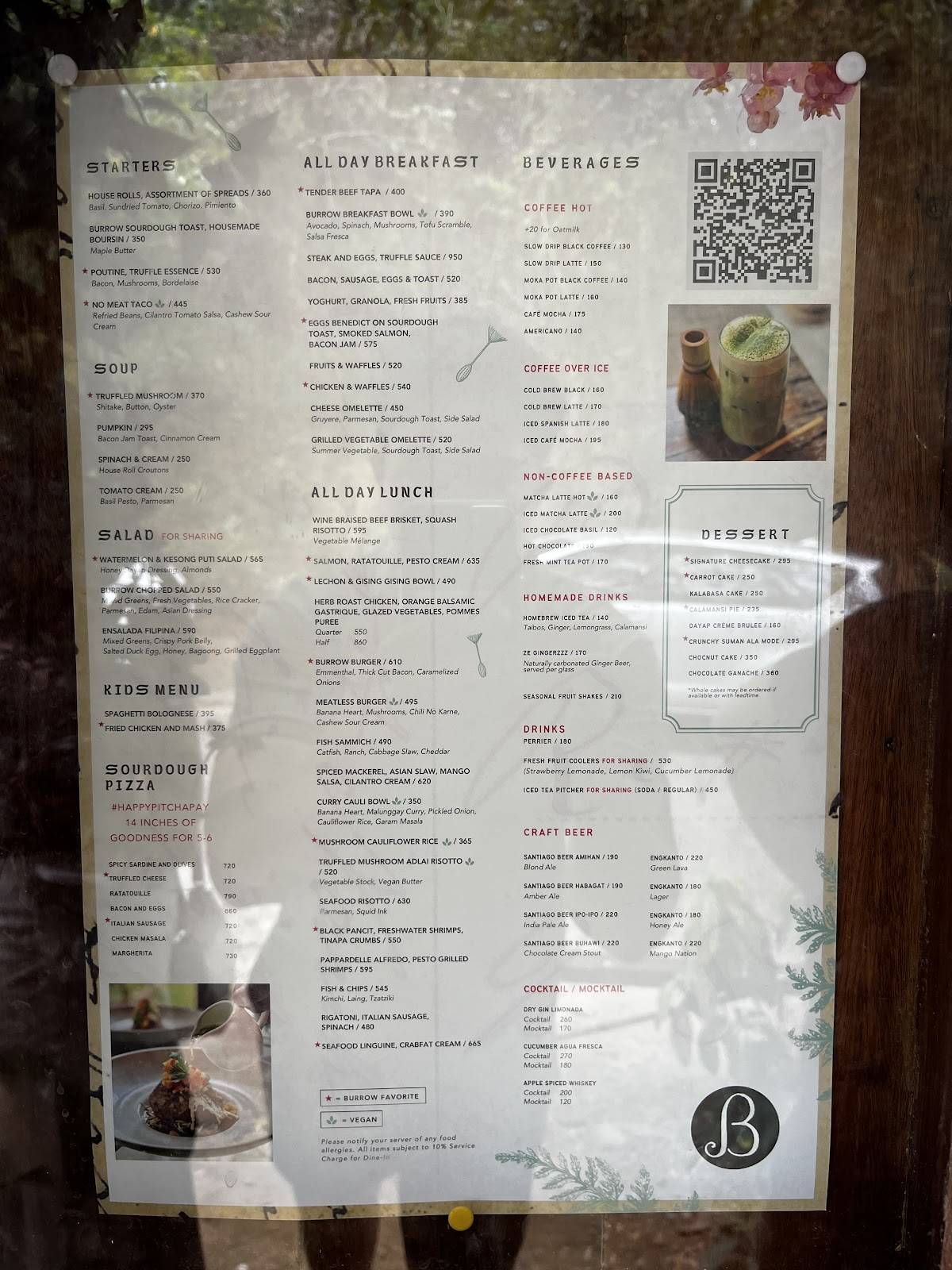 Menu at Burrow Cafe PH, Taytay
