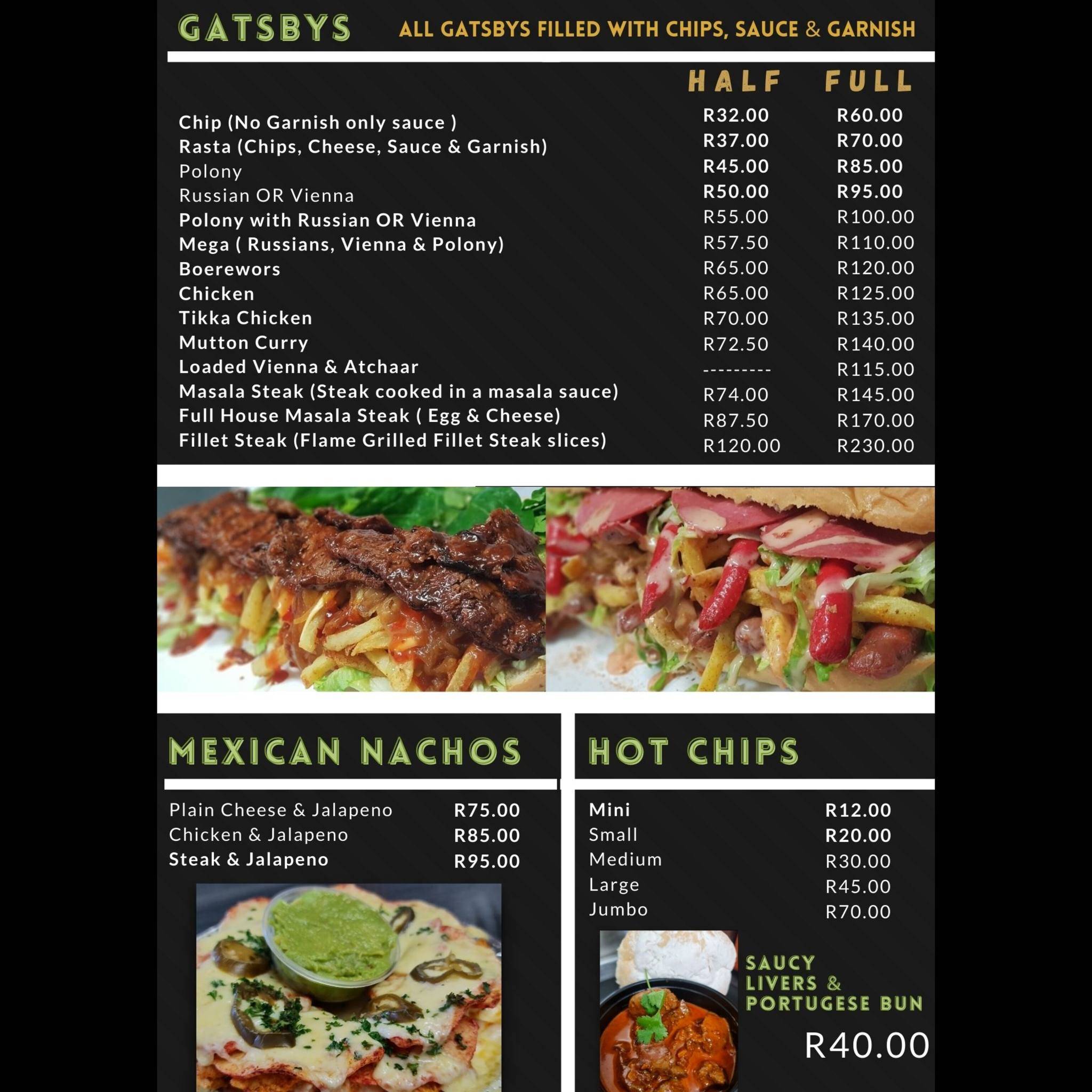 Menu at Busta's Food Hub restaurant, Paarl