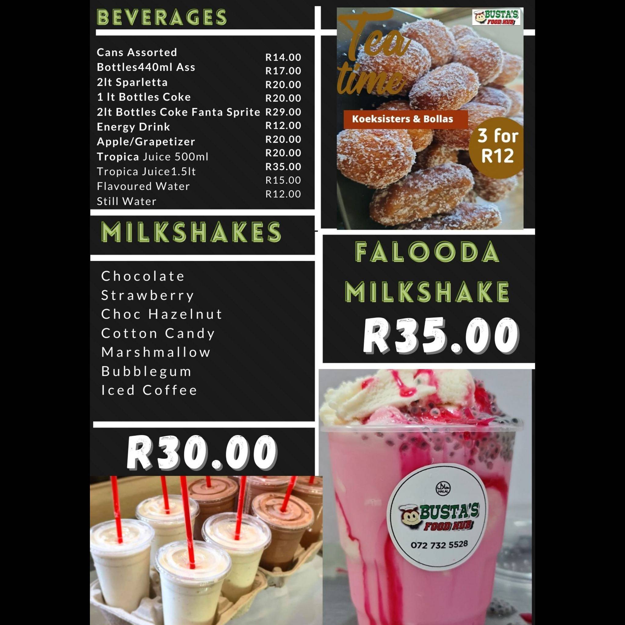 Menu at Busta's Food Hub restaurant, Paarl