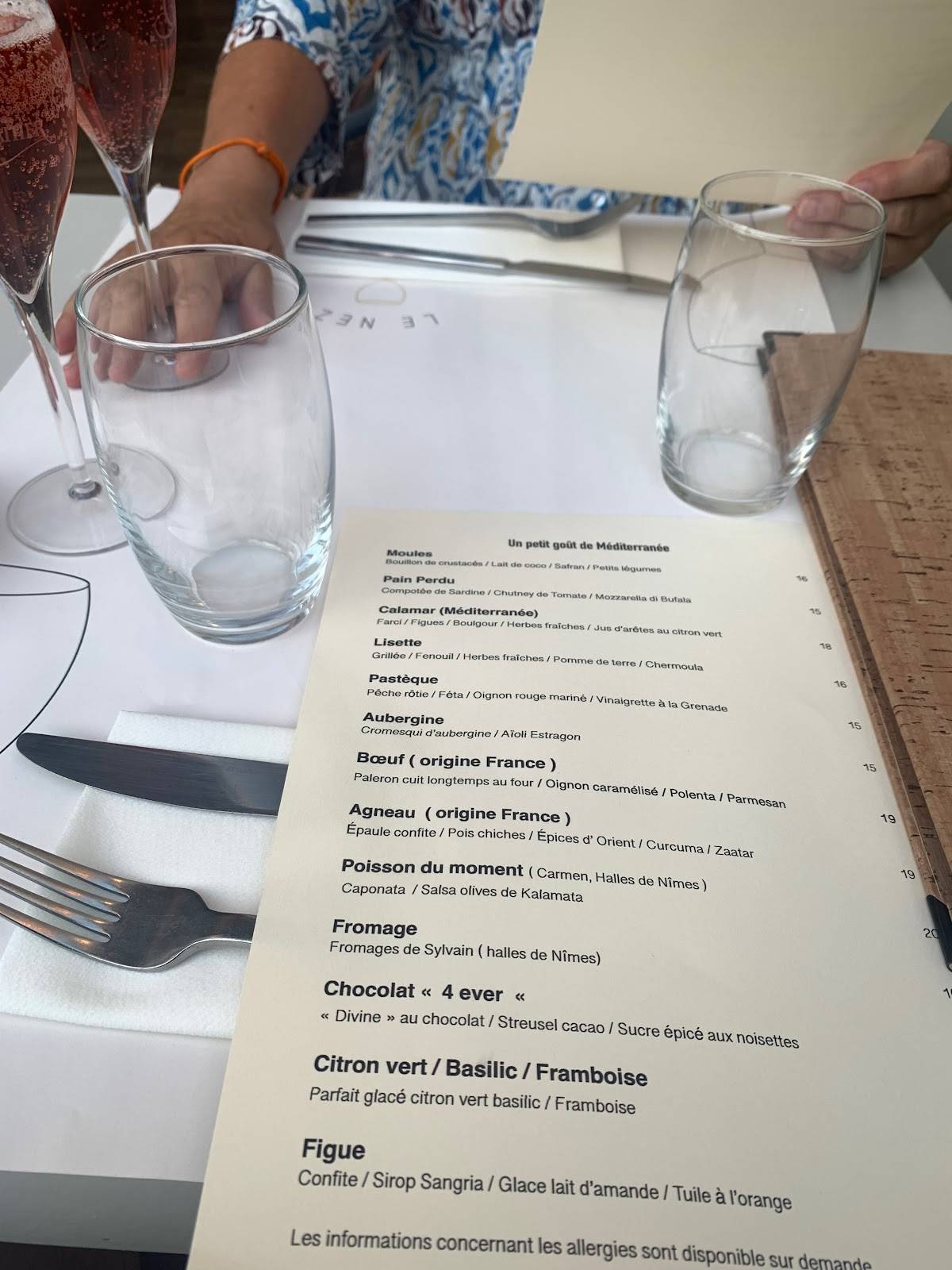 Menu at CHEZ VIRGINIE & ALEXANDER restaurant, Nimes