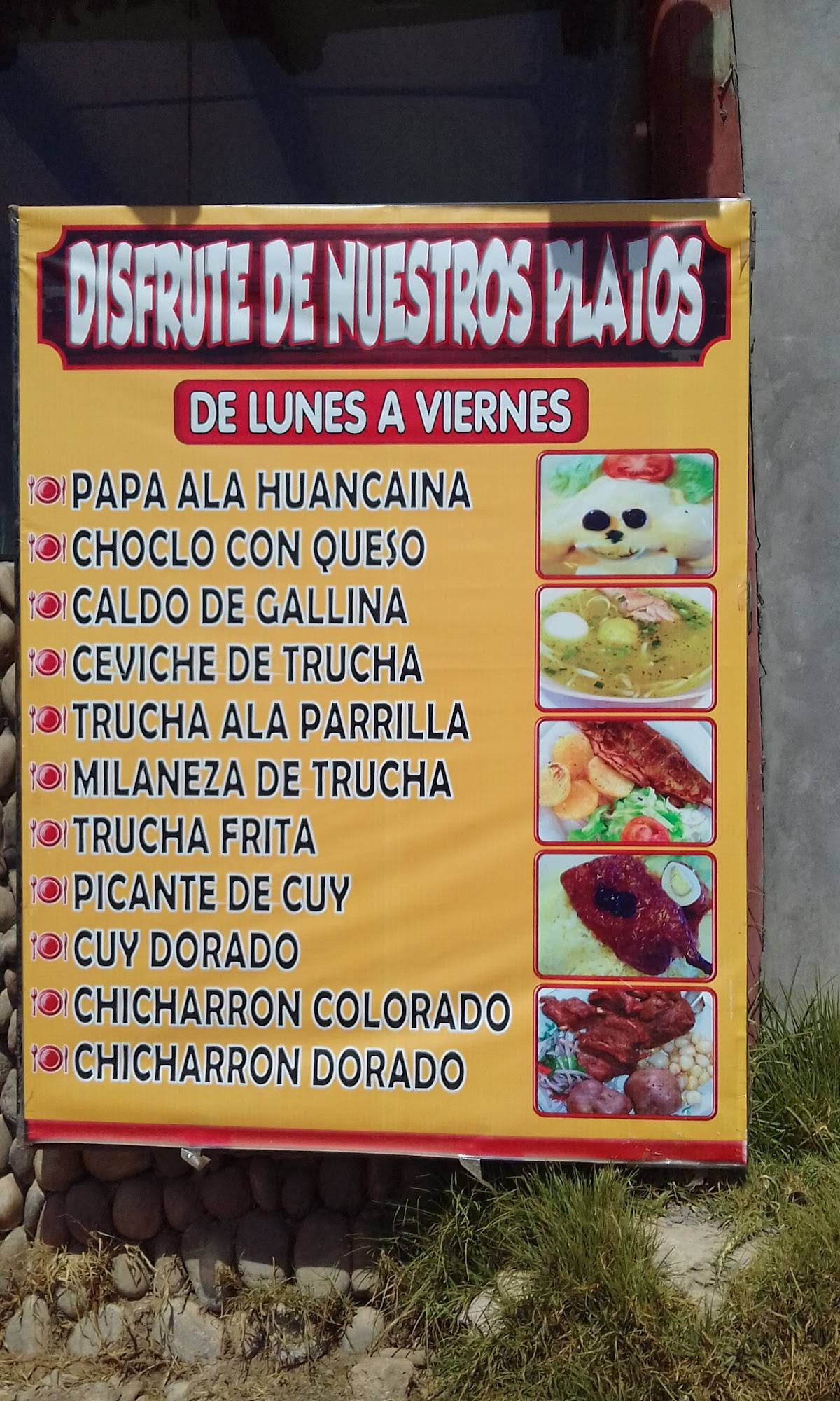 Menu at COMPLEJO RECREACIONAL "EL REFUGIO" restaurant, Peru