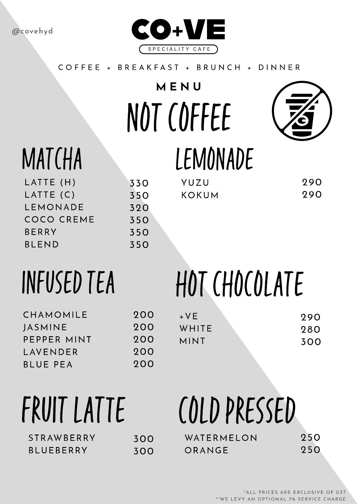Menu at COVE SPECIALITY CAFE, Hyderabad