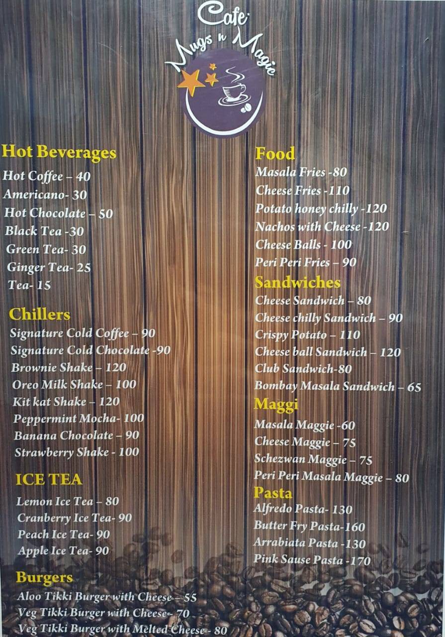 Menu at Café Mugs n Magic, Pune