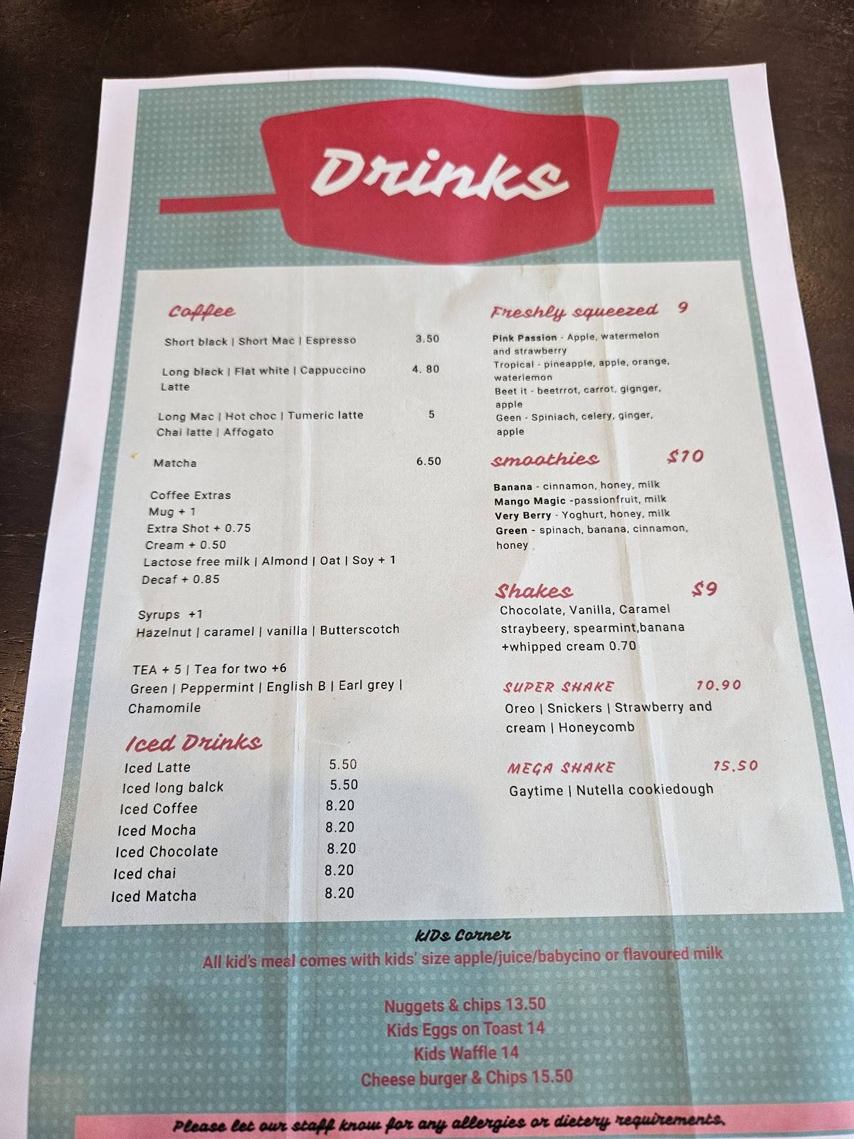 Menu at Cafe 2 Twenty Four, Cloverdale