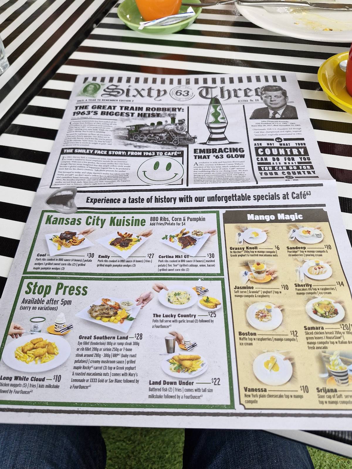 Menu at Cafe 63, Coombabah