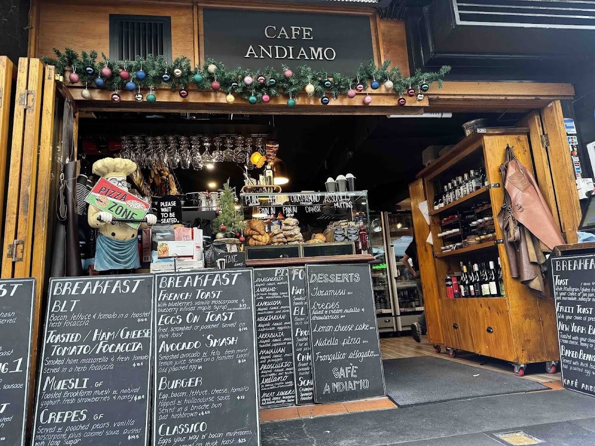 Menu at Cafe Andiamo, Melbourne