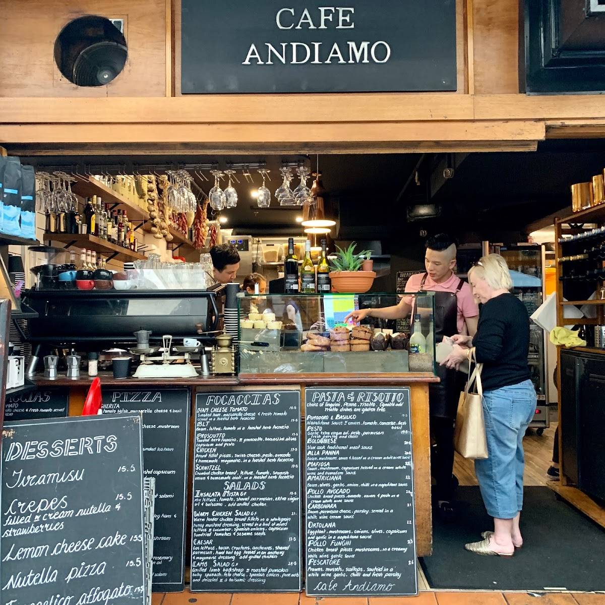 Menu at Cafe Andiamo, Melbourne