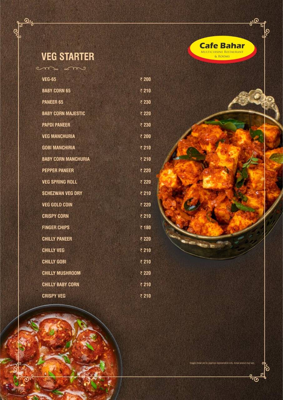 Menu at Cafe Bahar Family Restaurant & Luxury Rooms, Hyderabad