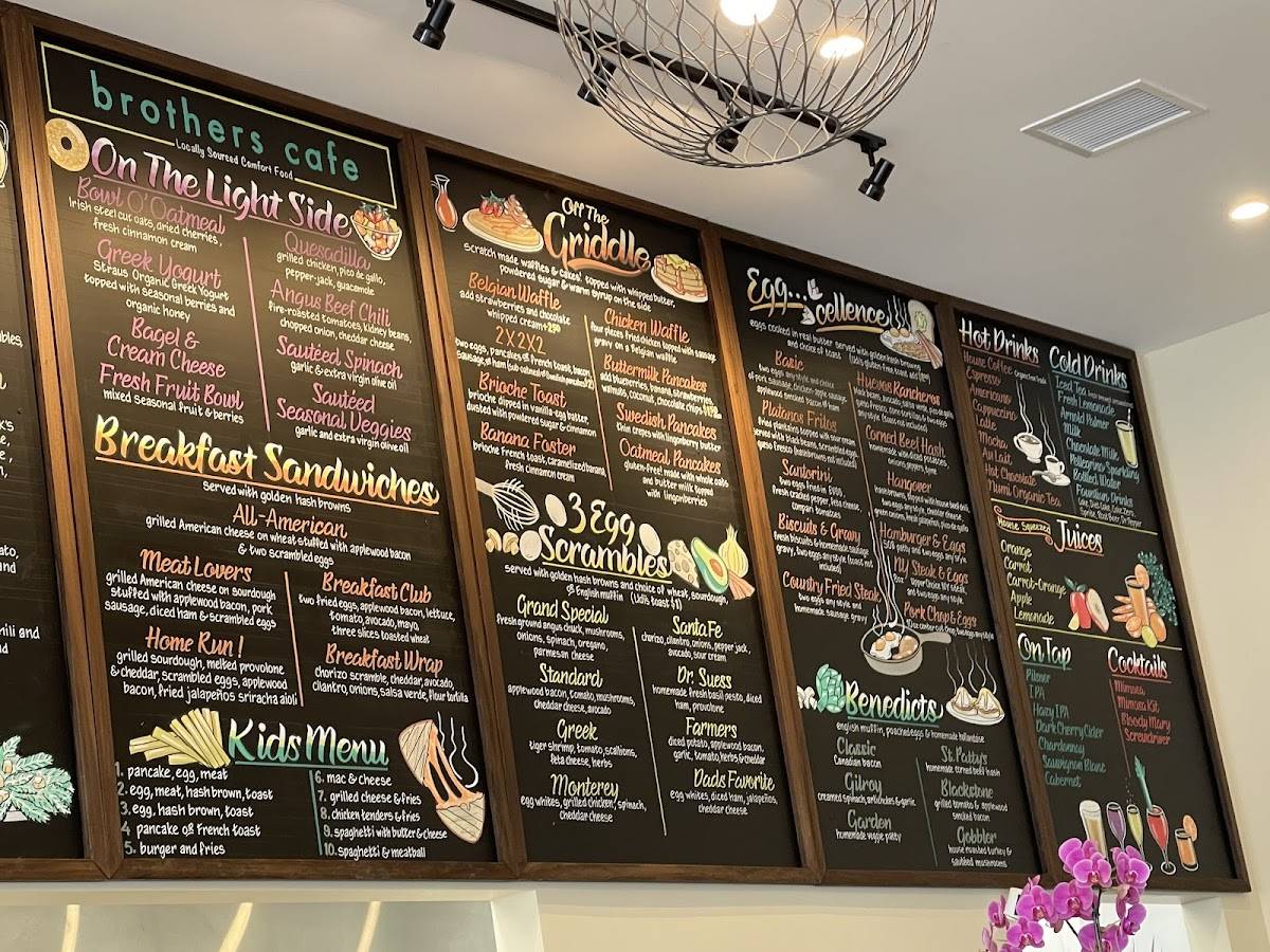 Menu at Brothers Cafe, Millbrae