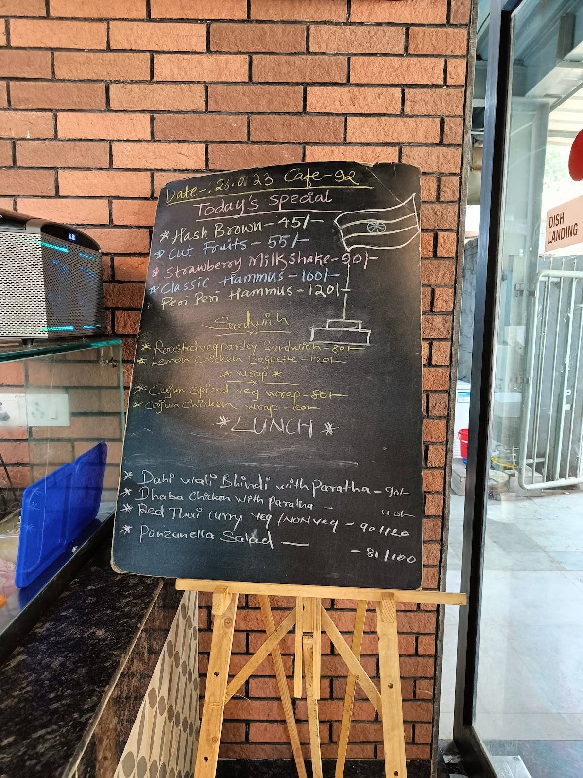 Menu at Cafe 92, Mumbai, PC Saxena Auditorium