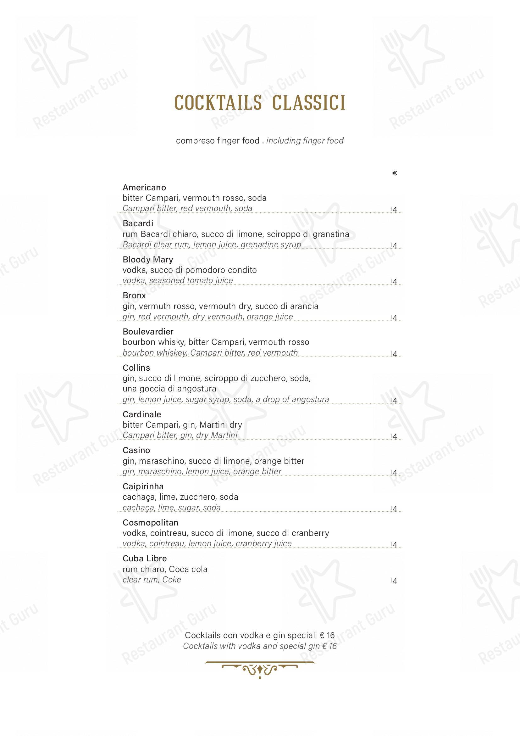 Menu da Pasticceria BIFFI, Milano, Corso Magenta