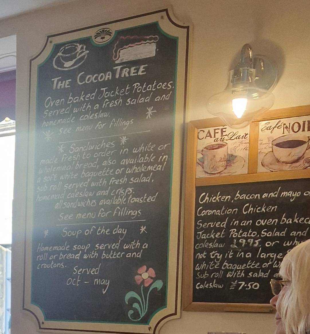 Menu at Cocoa Tree Cafe, Helmsley
