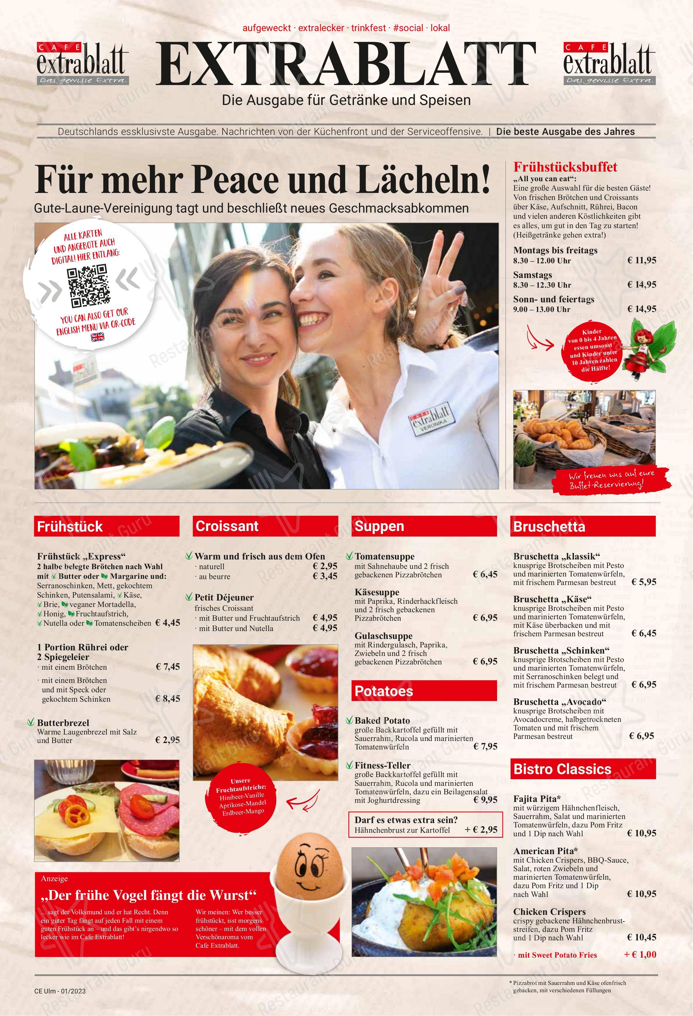 Speisekarte von Cafe Extrablatt Ulm, Ulm