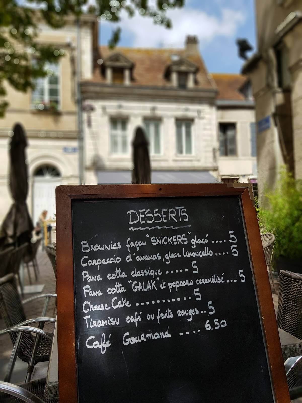 Menu au Café Face, Châteauroux