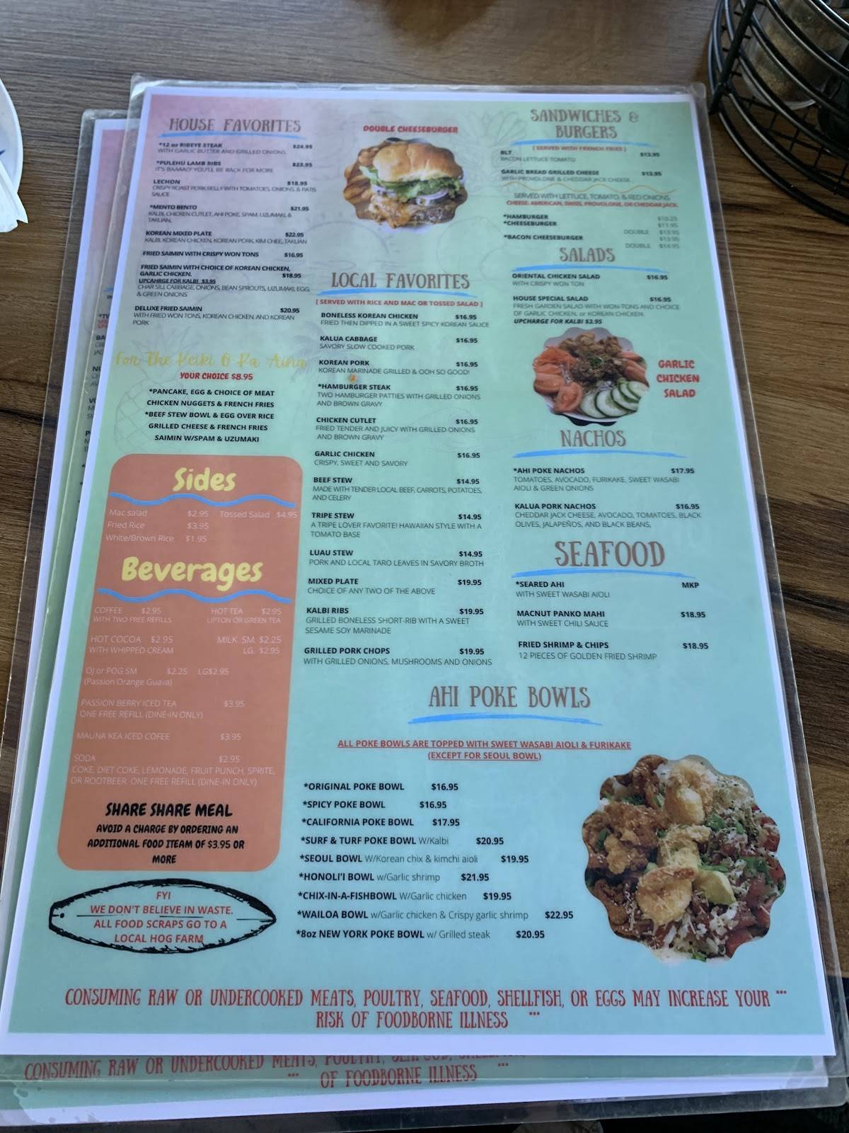Menu at Hawaiian Style Cafe Hilo, Hilo, 681 Manono St