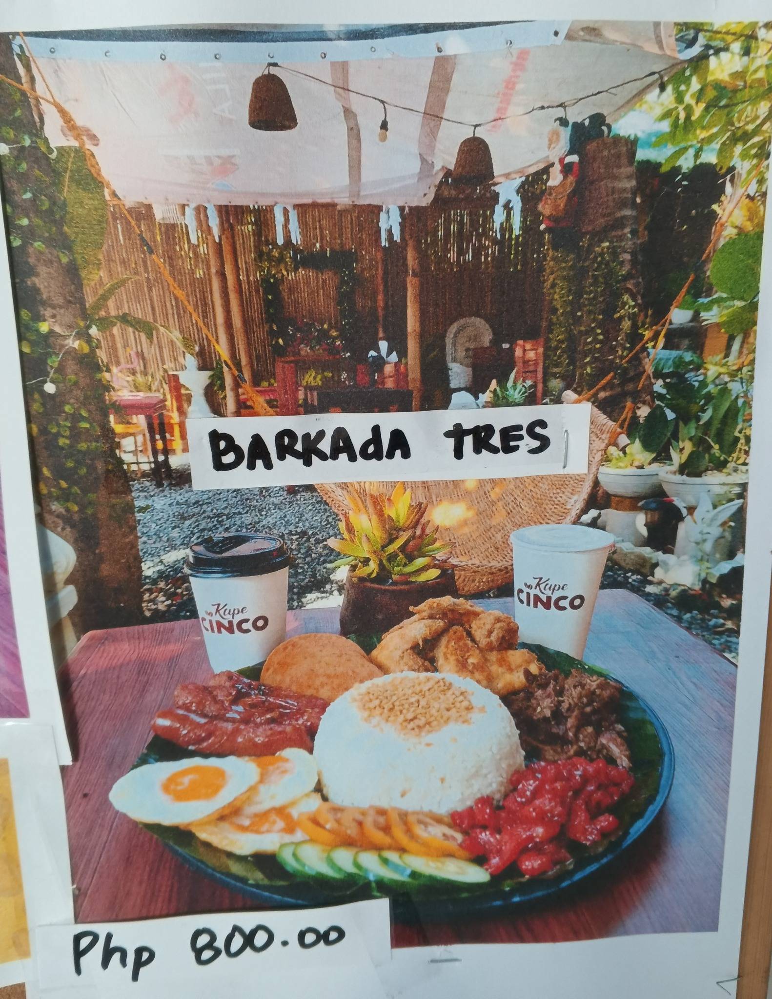 Menu at KAPE CINCO cafe, Marikina