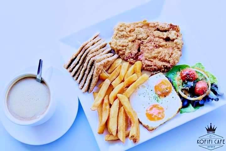 Menu at Kofifi Cafe, Soweto, -1837 Ndaba St