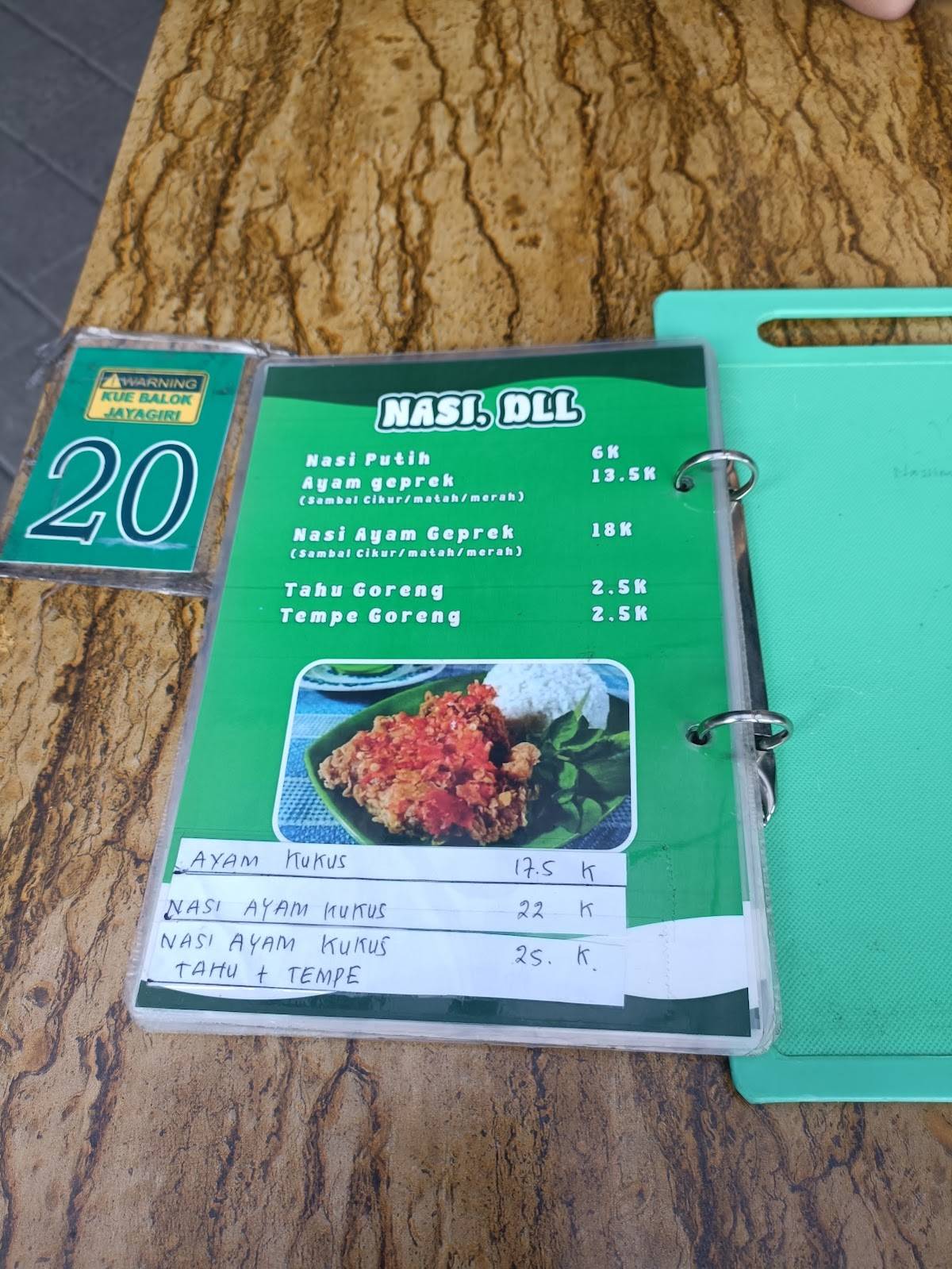 Carta del café Kue Balok dan Cincau Hijau Jayagiri, Bandung