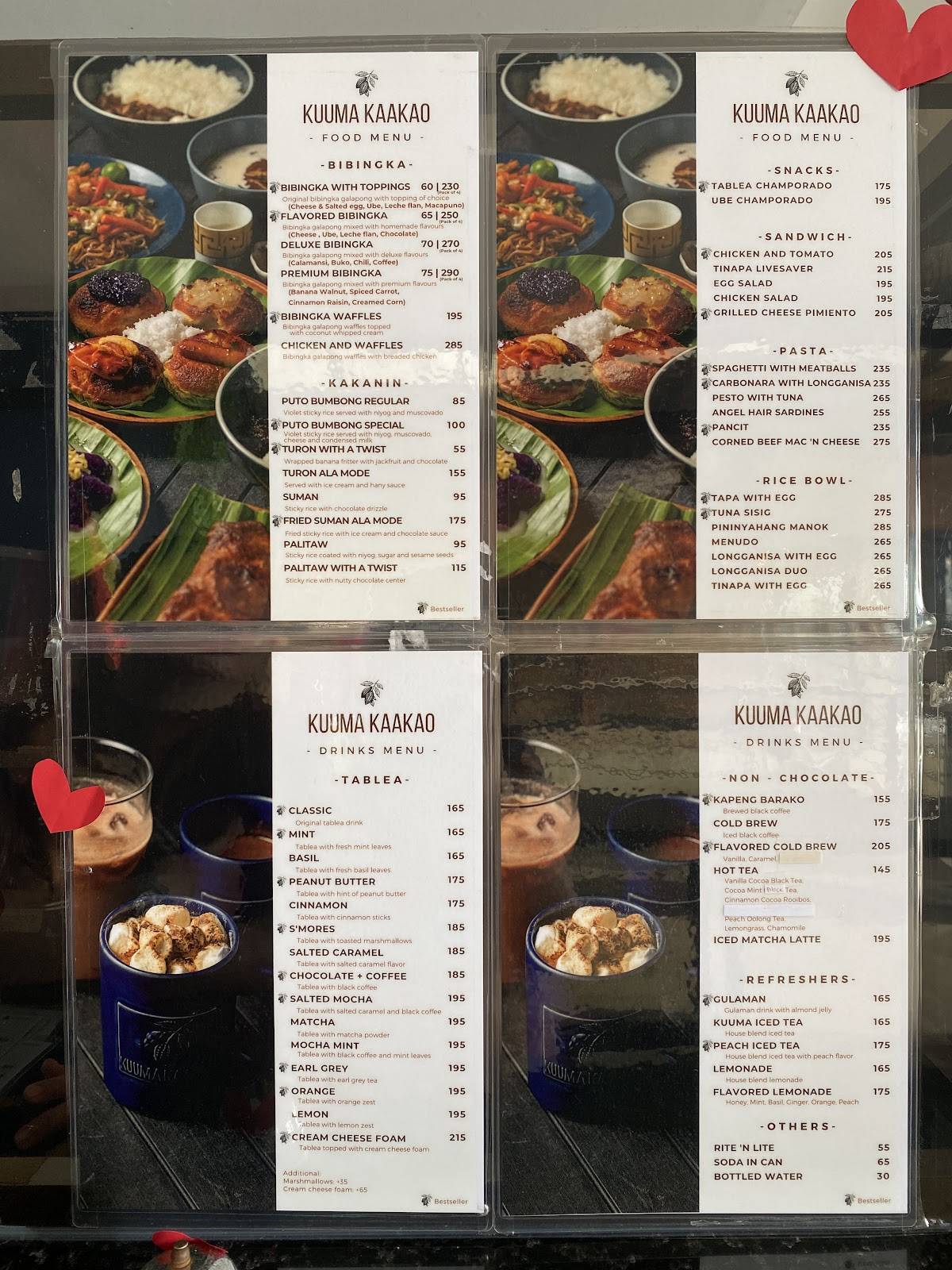 Menu at Kuuma Kaakao cafe, Tagaytay, Hillcrest Plaza Tagaytay-Nasugbu ...