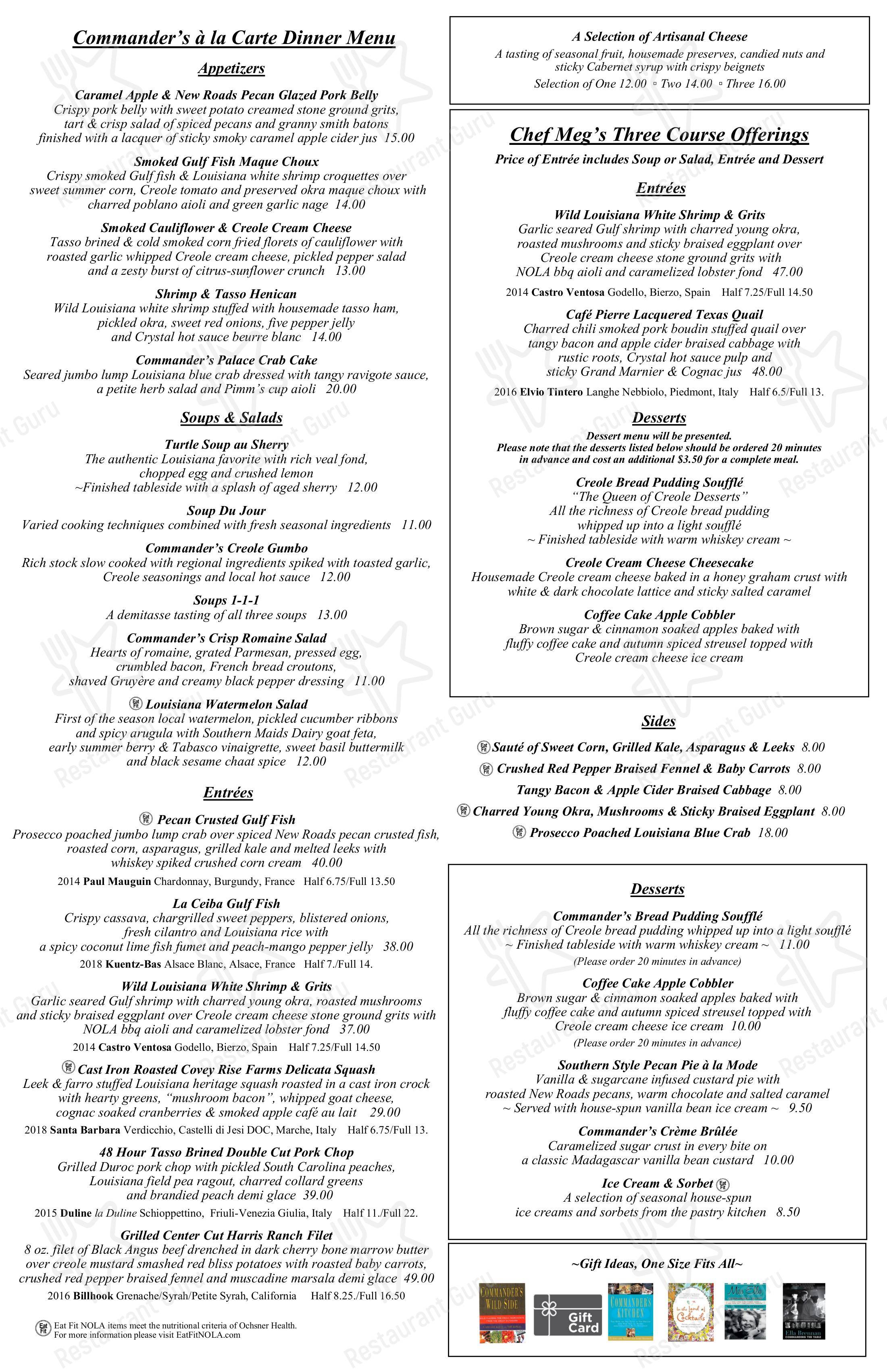 Menu at Le Petit Bleu cafe, New Orleans