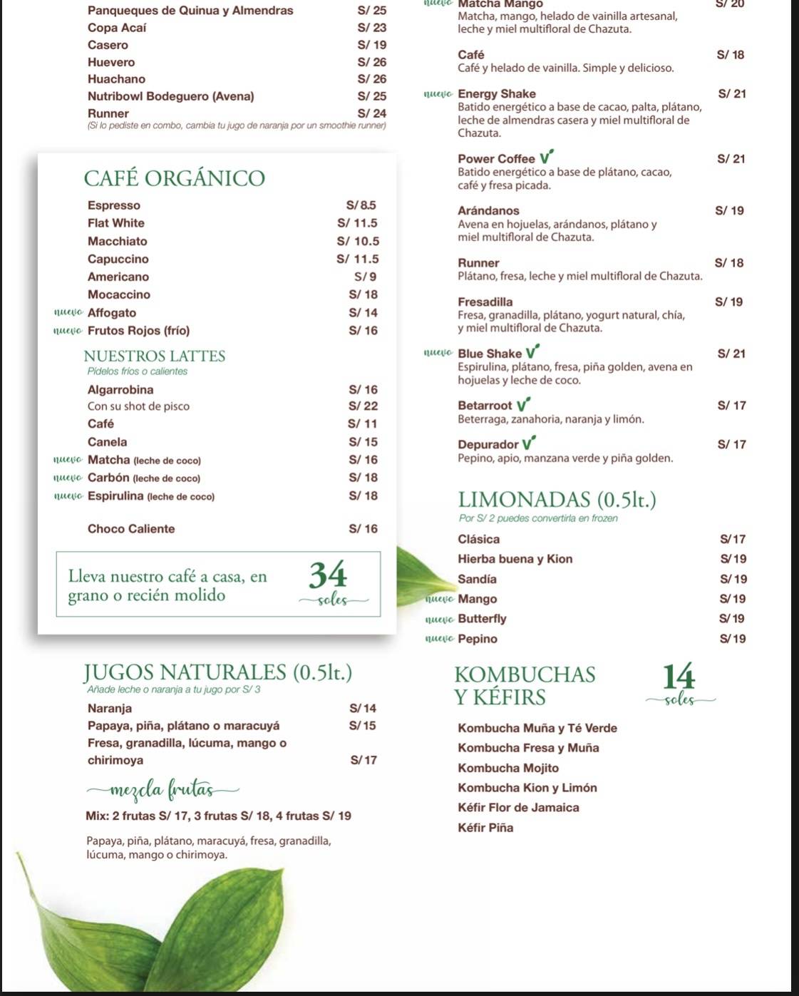 Menu at La Bodega Verde cafe, Barranco District, Jiron Mariscal Jose ...