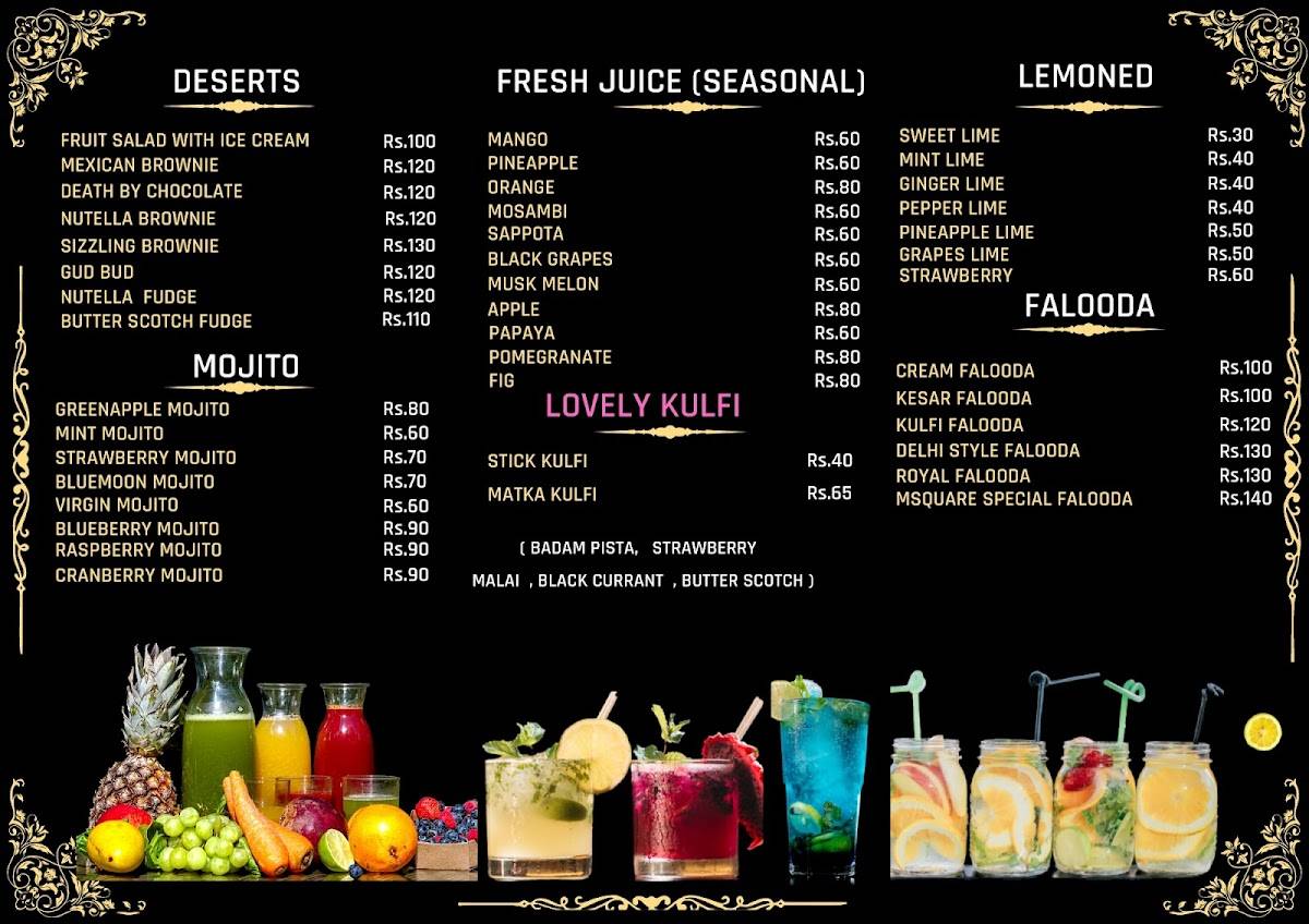 Menu at M square, Thoothukudi