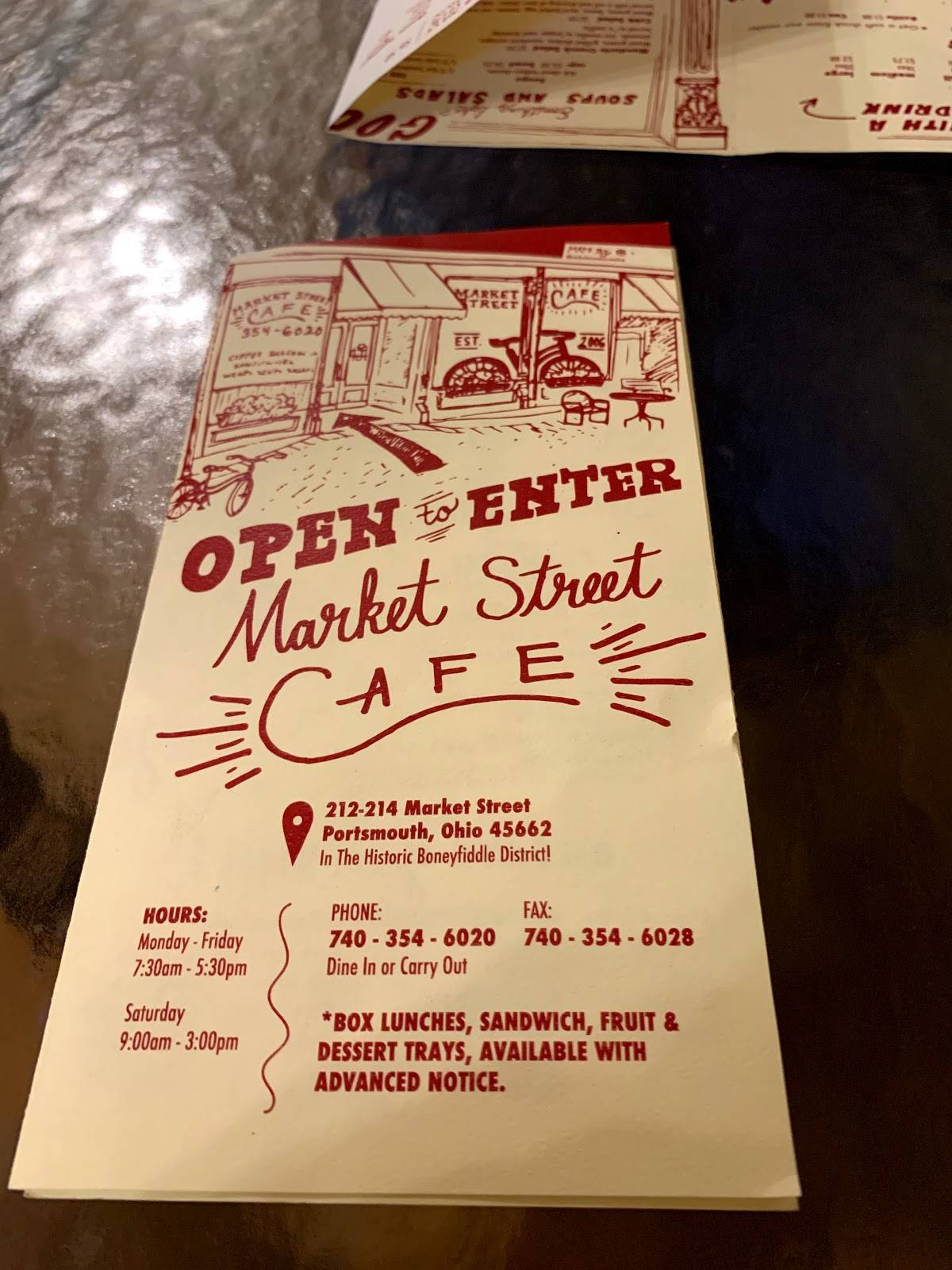 Menu at Market Street Cafe, Portsmouth