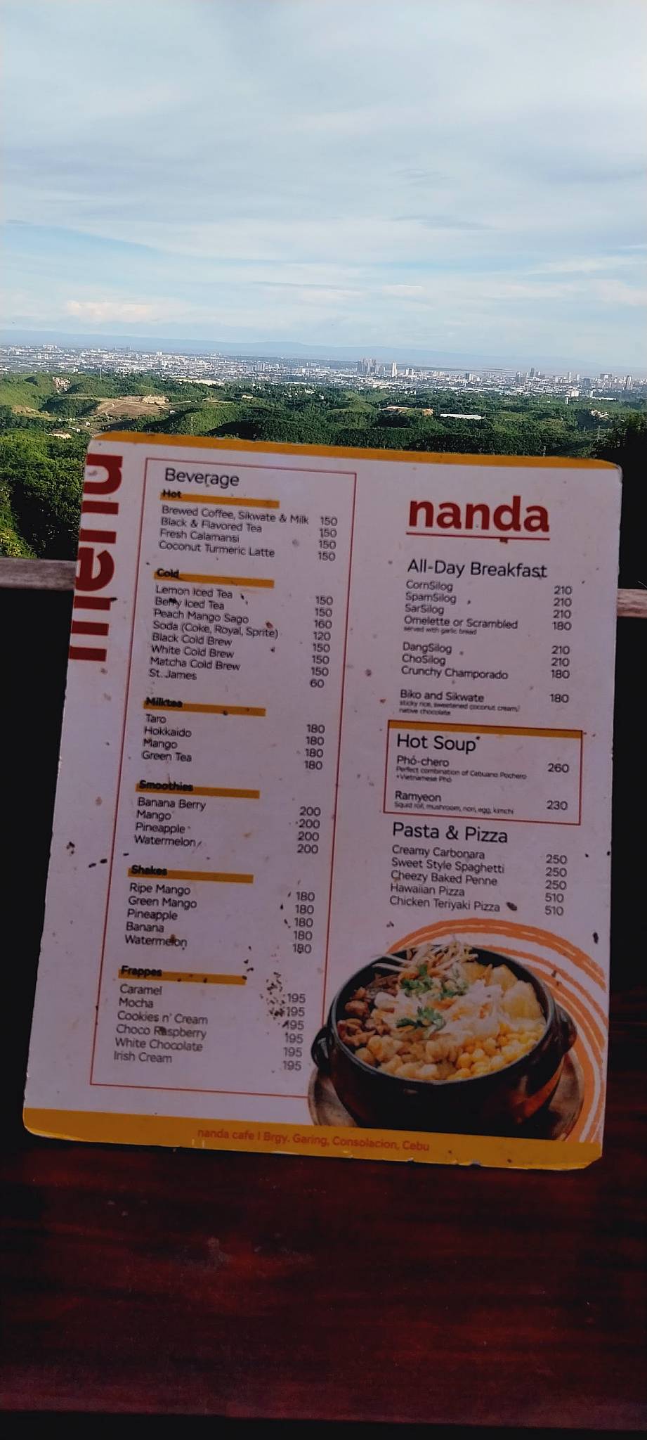 Menu at Nanda Cafe Consolacion, Consolacion