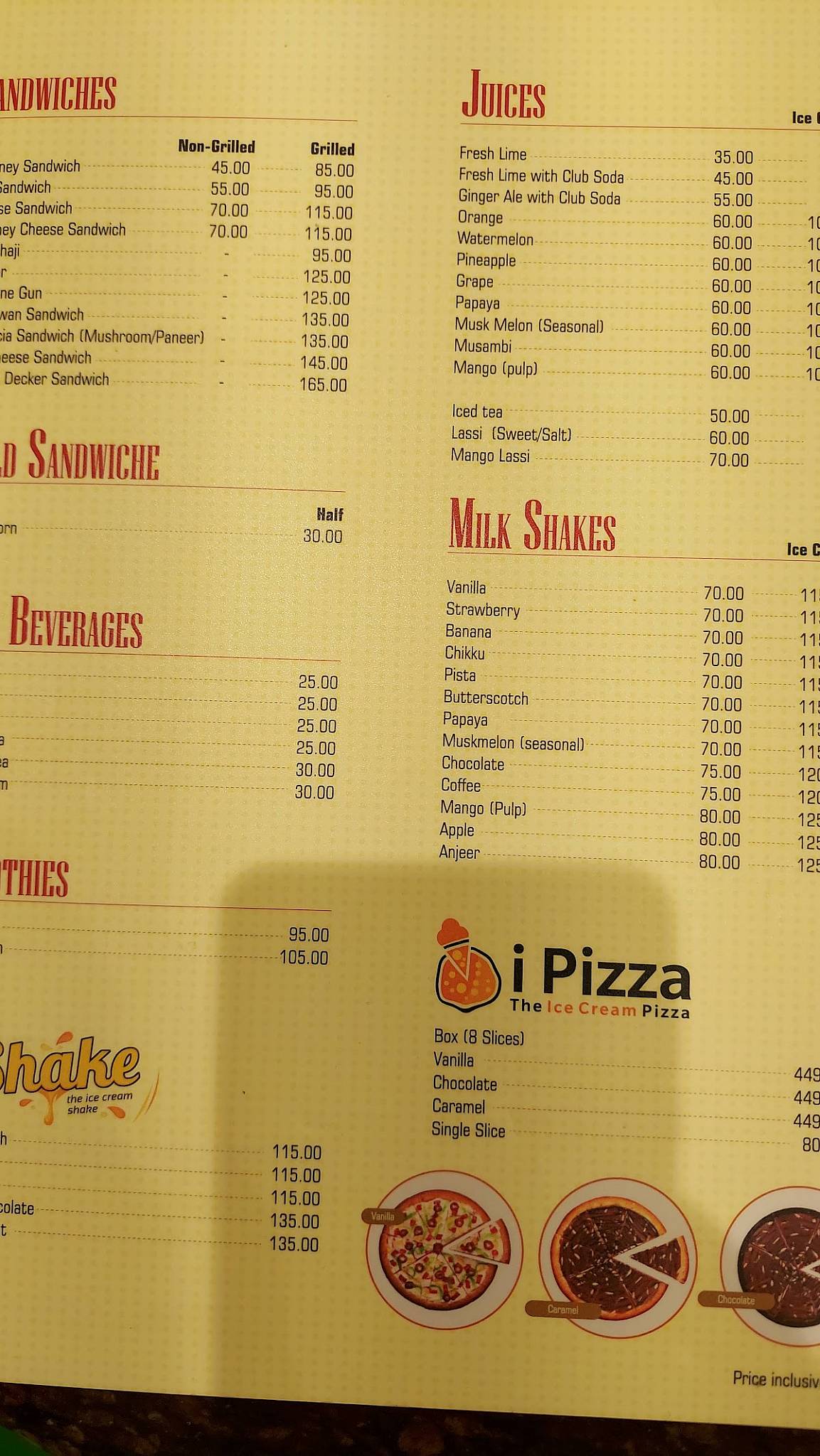 Menu at Pabbas Ideal Cafe, Bharat Mall, Mangaluru