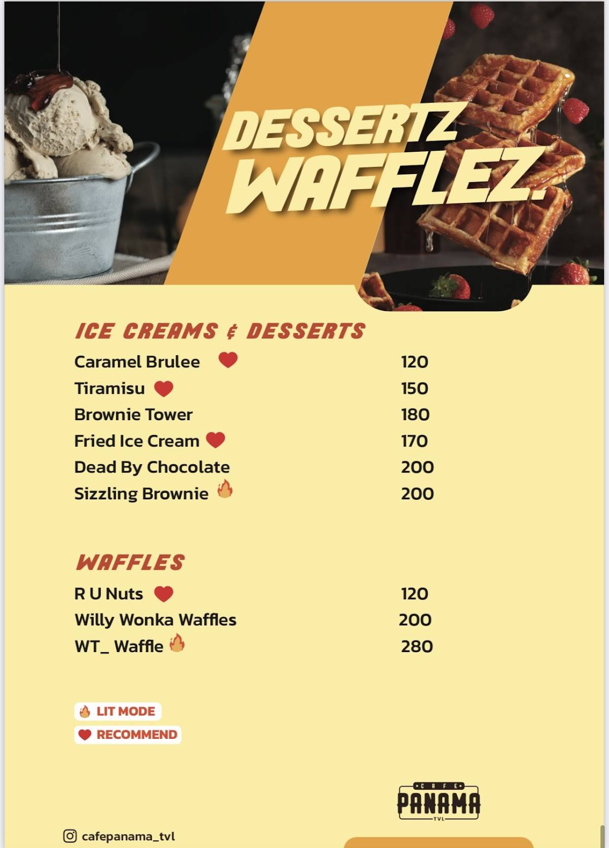 Menu at Cafe Panama - Tirunelveli, Tirunelveli
