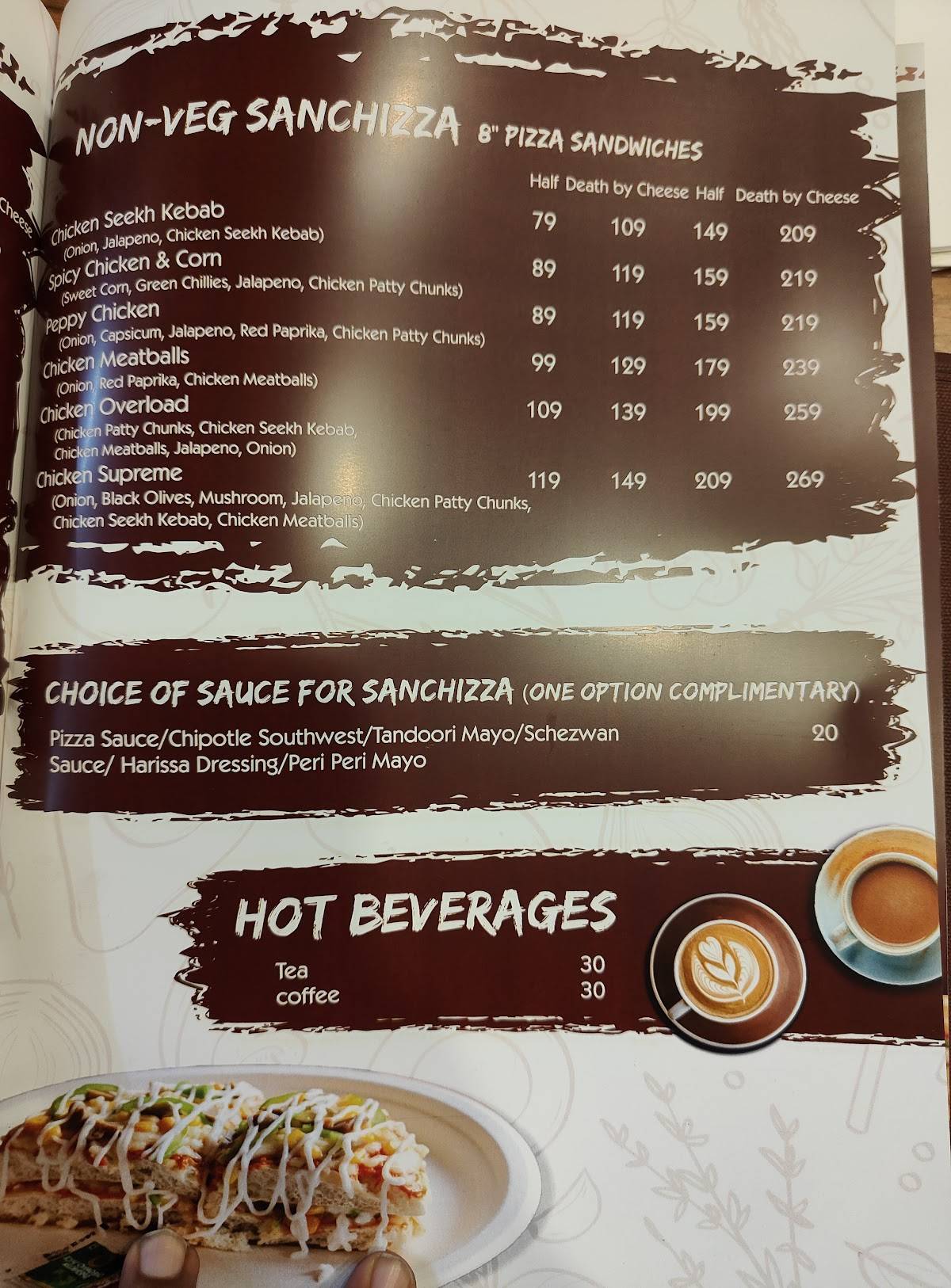 Menu at Sandwich Town, Manipal