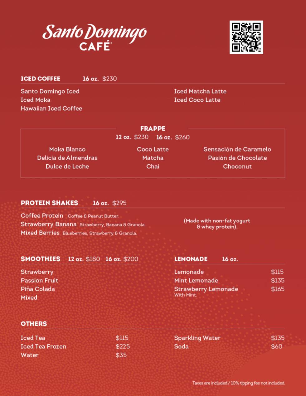 Menu at Santo Domingo Café, Santiago De Los Caballeros, Plaza Internacional