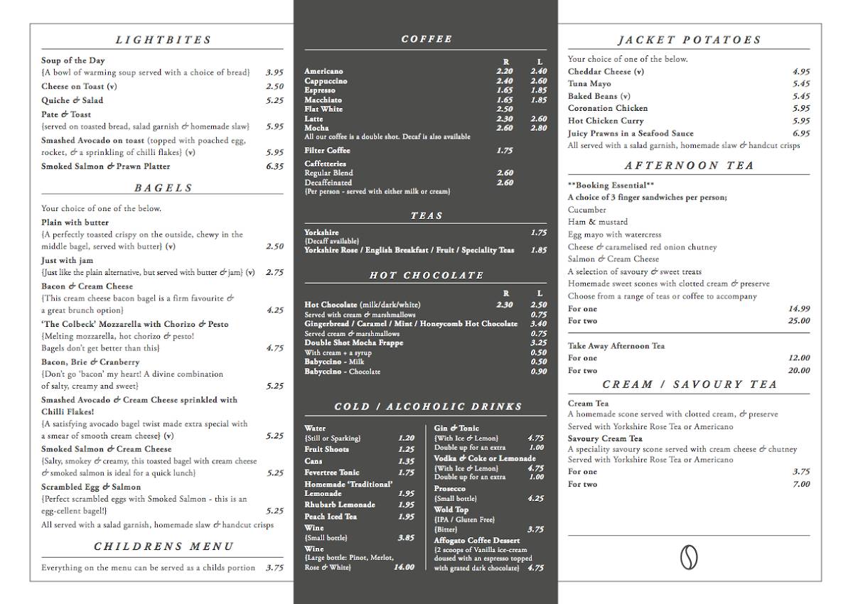 Menu at Seven Coffee Shop & Eatery cafe, Scarborough