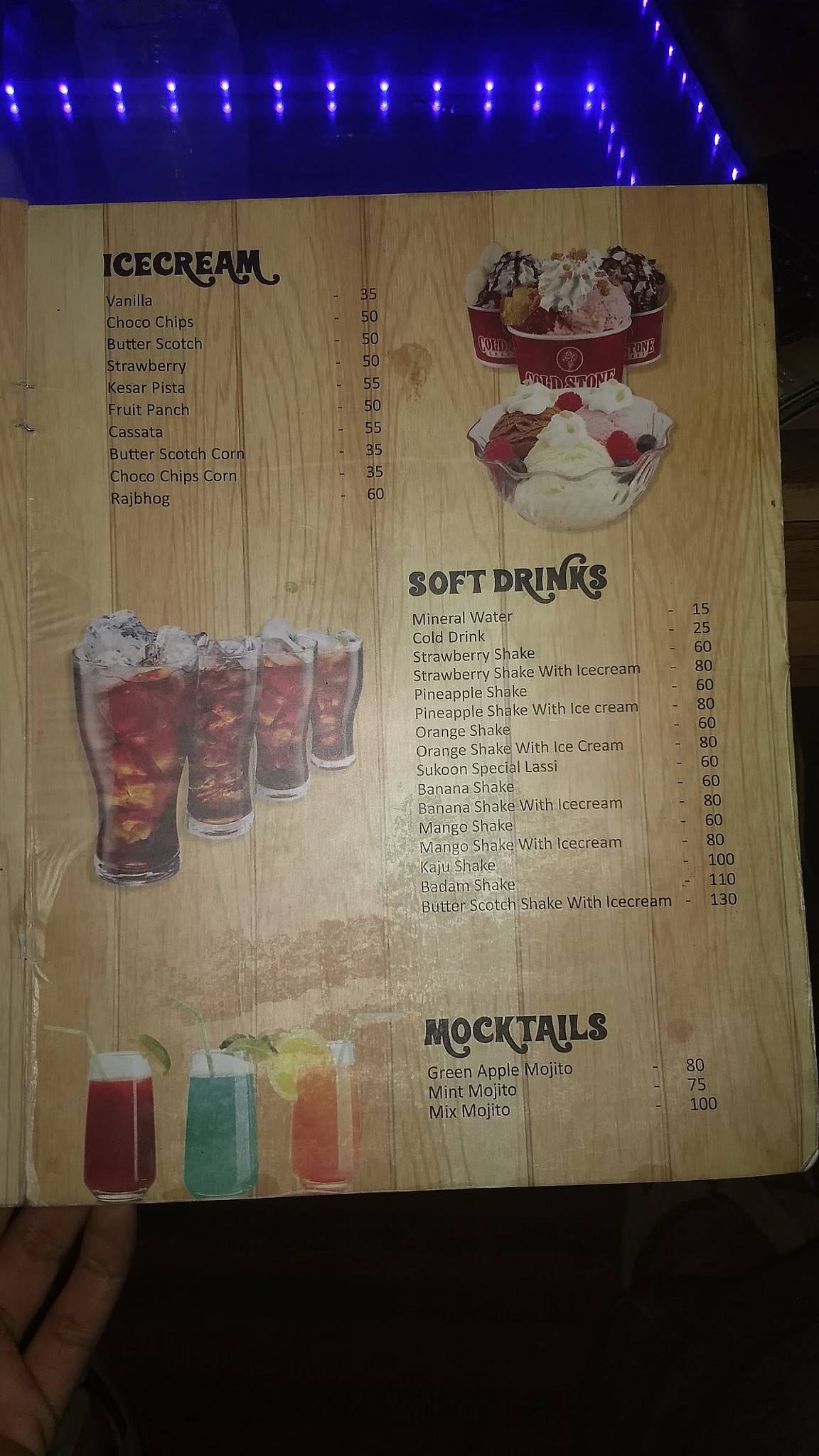 Menu at Sukoon Cafe, Bhopal