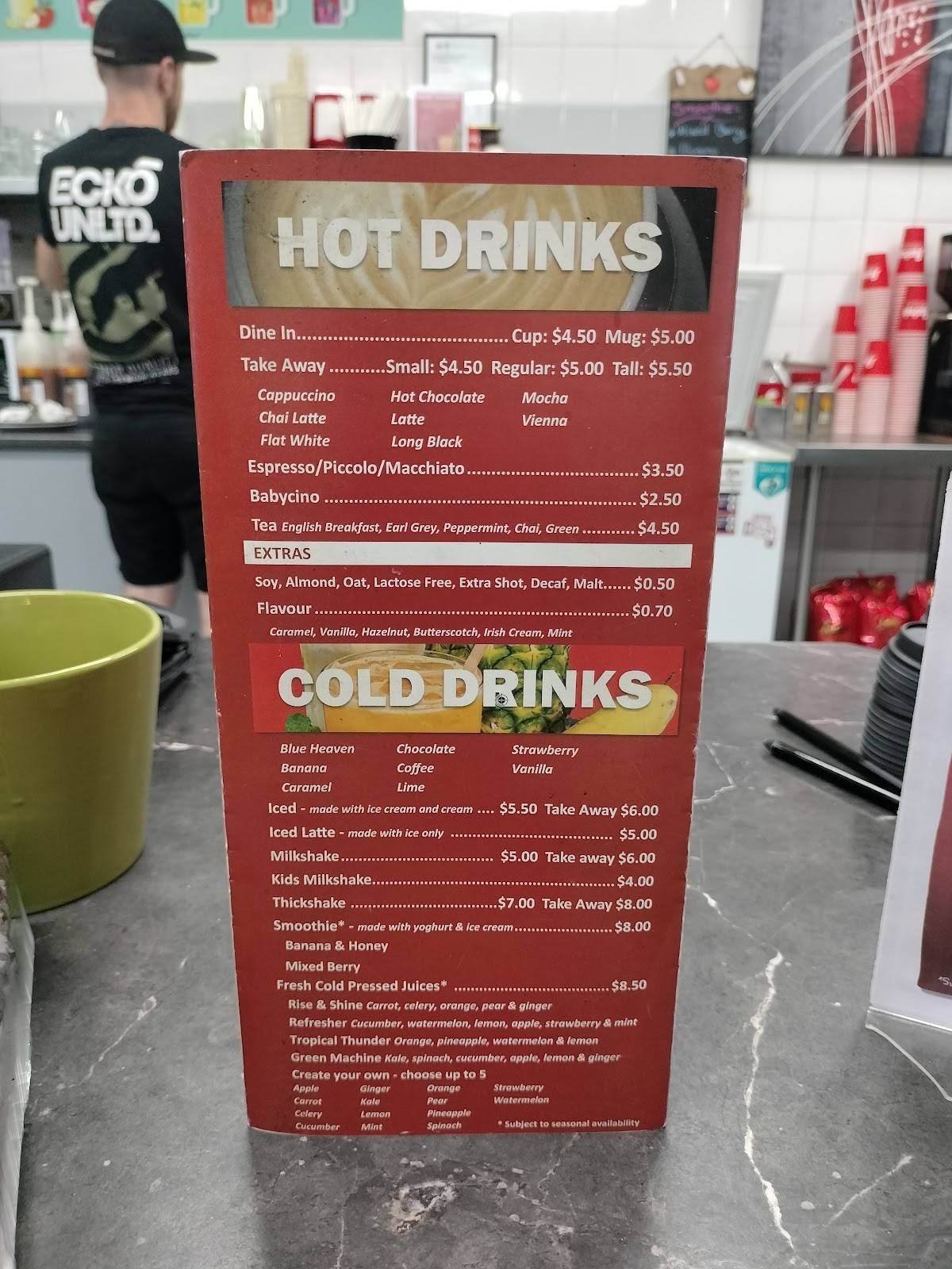 Menu at Cafe Tempest, Wallsend