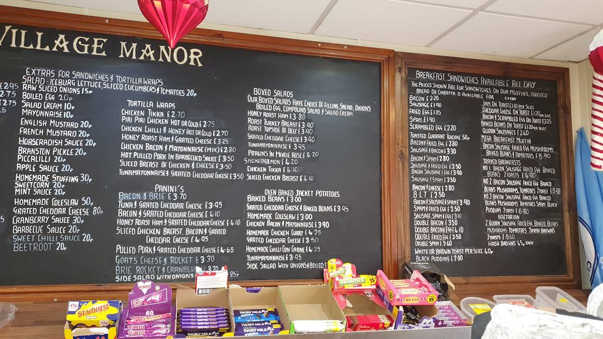 Menu at Village Manor Bakery, Oldham