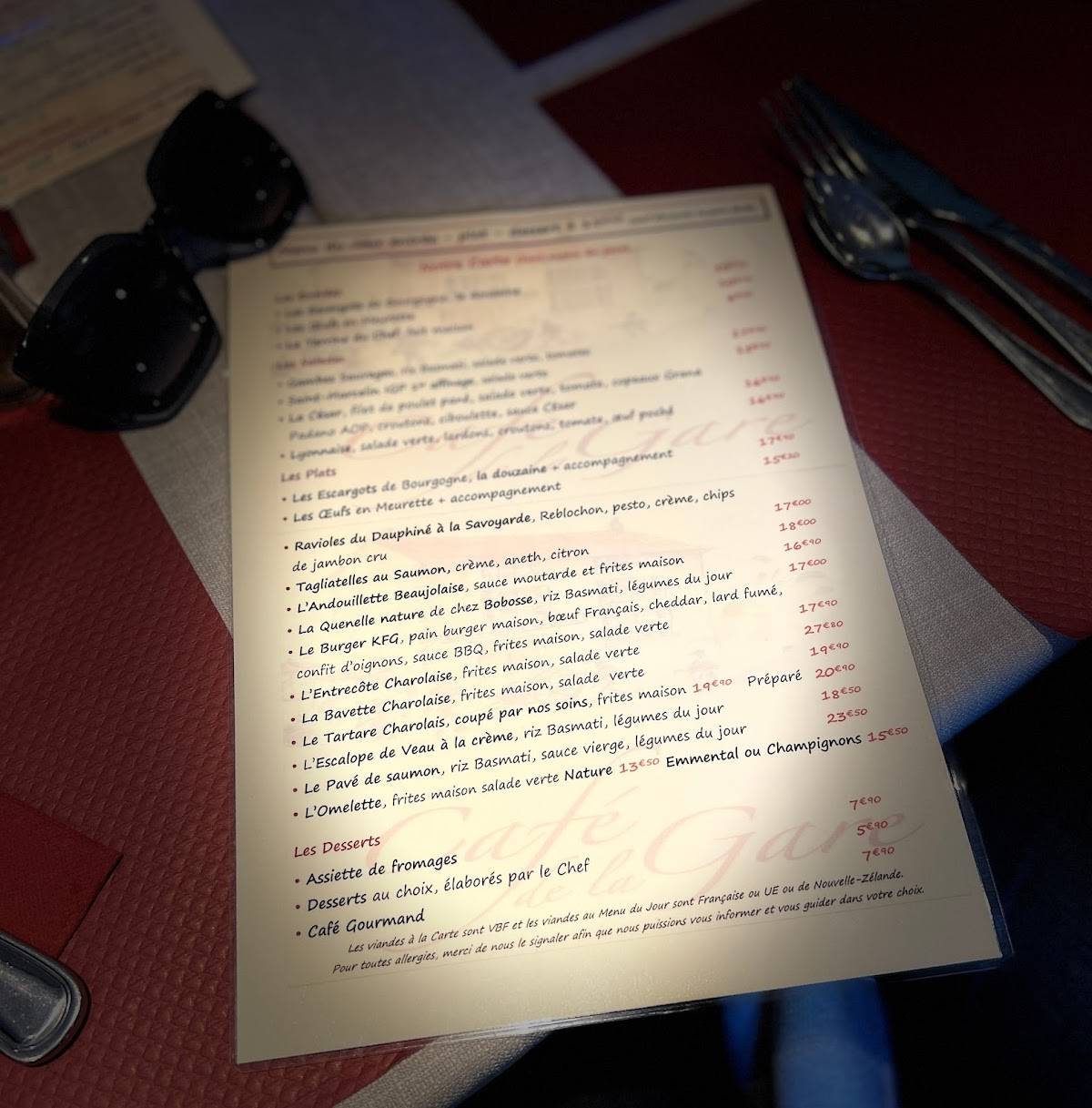 Menu au Café de la gare Saint cheron ( Nouveau), Saint-Chéron