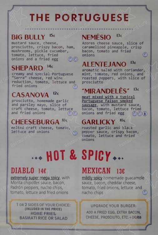 Menu at Café do Rio - Craft Burgers, Lisbon, Rua da Alfândega 114