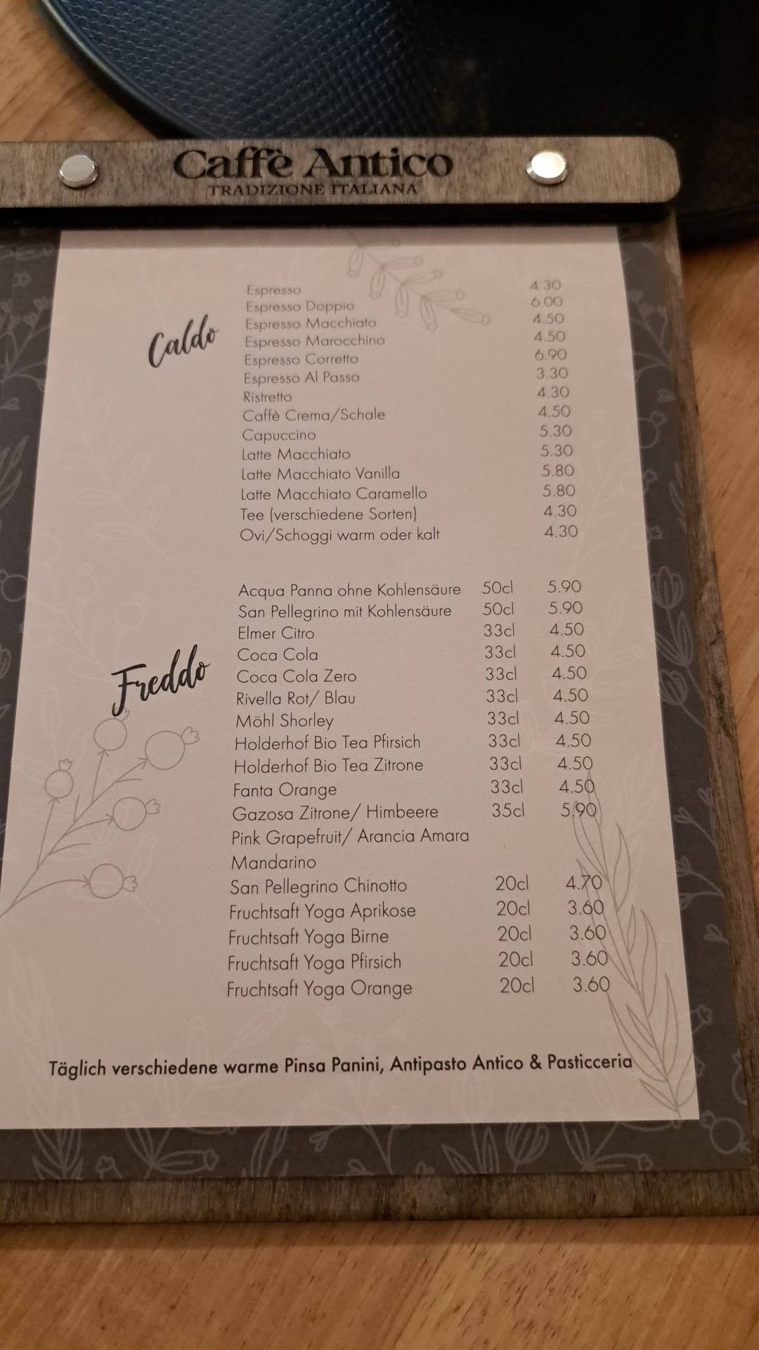 Speisekarte von Caffè Antico, Gossau